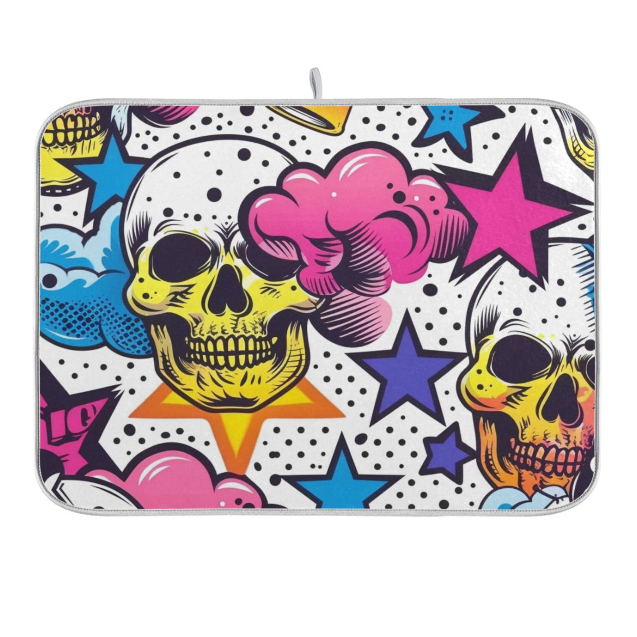 Cartoon Skull Star Cloud Dish Drying Mat for Kitchen Counter 16x18 In ...