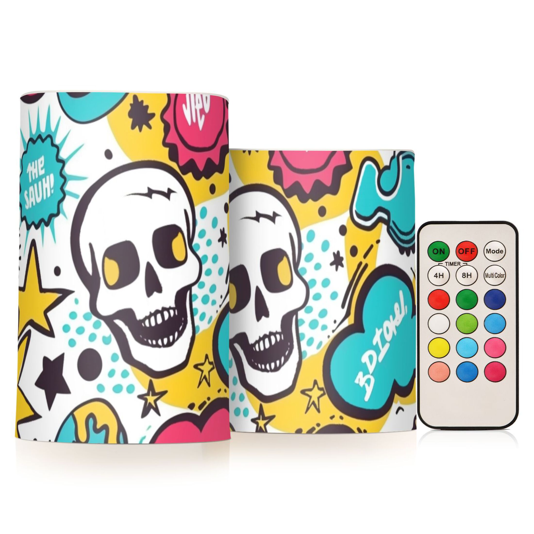 Cartoon Skull with Speech Bubbles Flameless Candles with Remote Timer ...