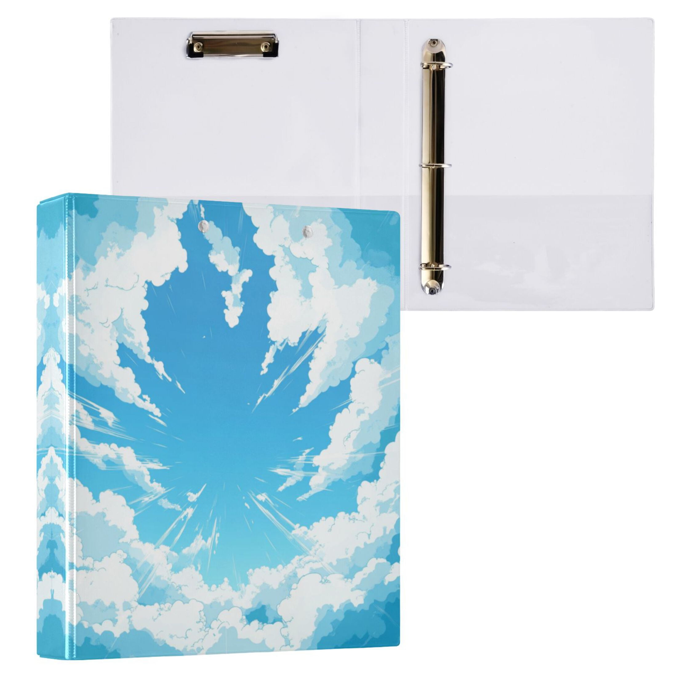 Cartoon Sky 3 Ring Hardcover Binders 1.5in Round Rings for Letter-Size ...