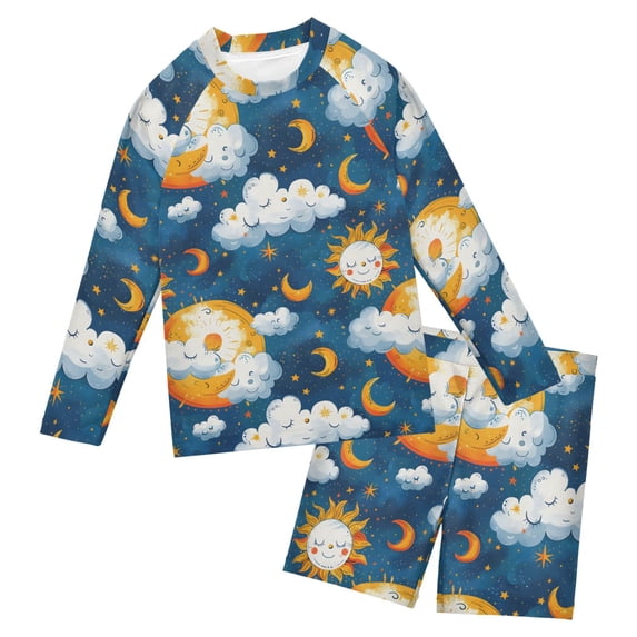 Cartoon Sky Pattern Boys' Bathing Suit UPF 50+ Boys' Rash Guard Sets ...
