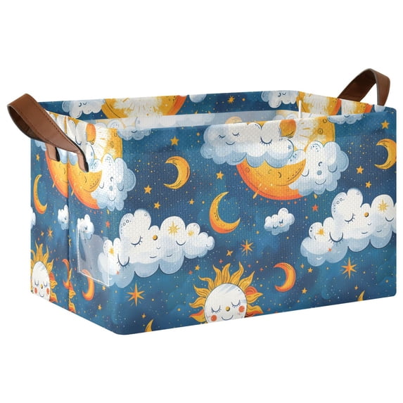 Cartoon Sky Pattern Collapsible Storage Bin Open Home Shelf Basket ...