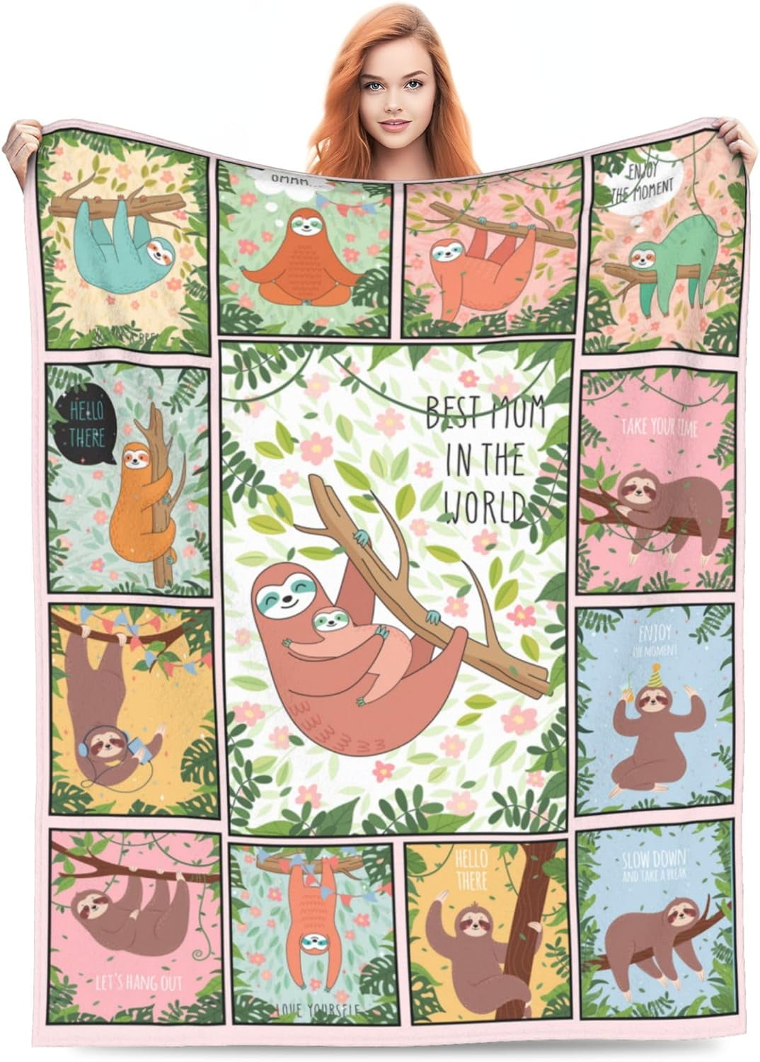 Cartoon Sloth Blanket Gifts for Kids Adults Soft Warm Lightweight Cozy ...