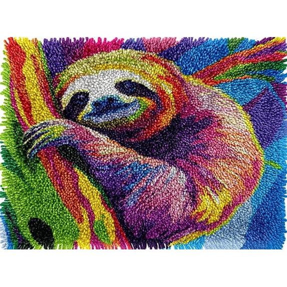 Cartoon Sloth Hang on Tree Colorful Latch Hook Rug kits Printed Crochet ...