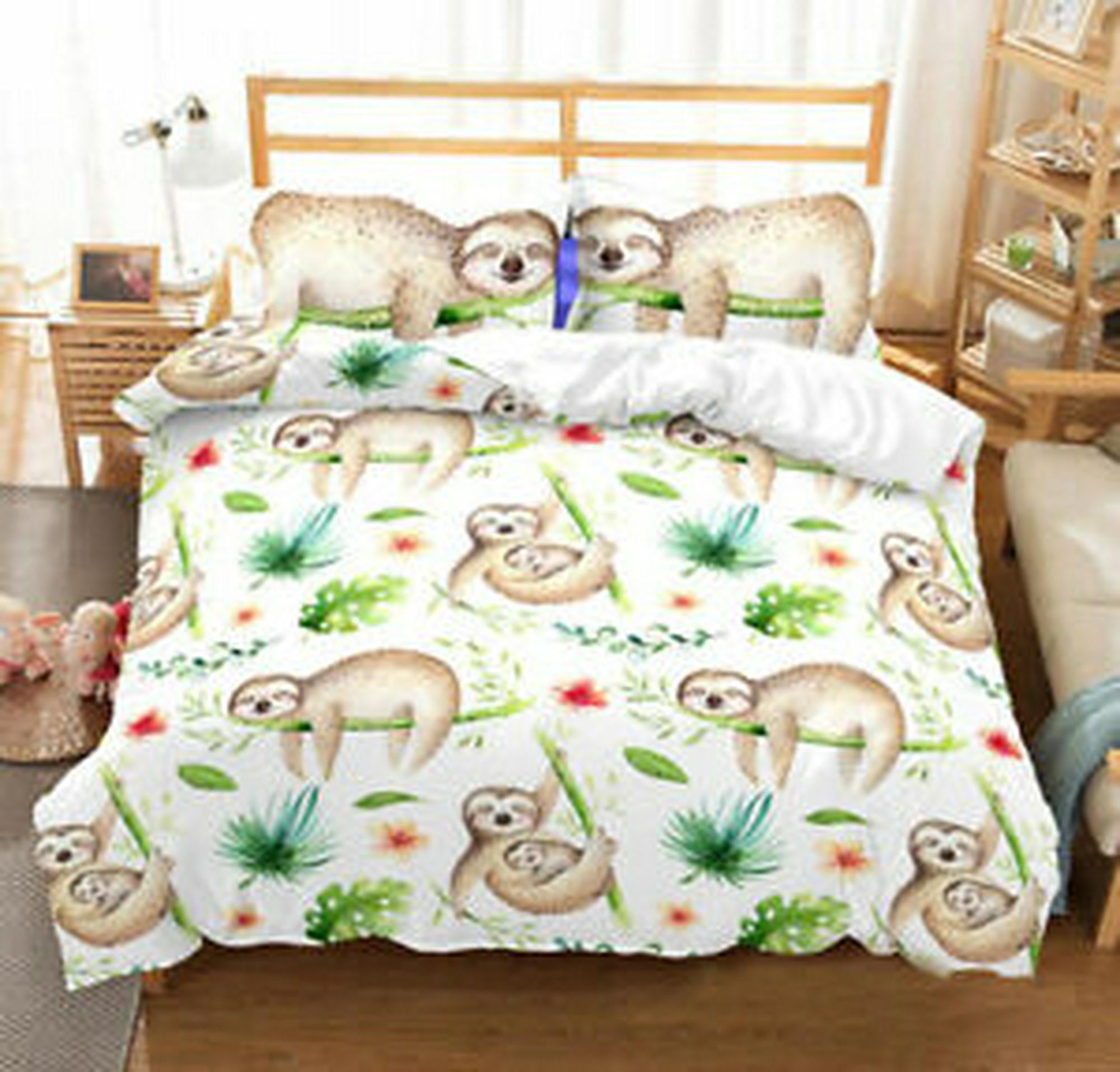 Cartoon Sloth Tropical Duvet Cover /Queen Bedding Comforter Cover ...
