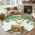 Cartoon Small Deer 8' Round Rug for Open Concept Living Room Seating ...