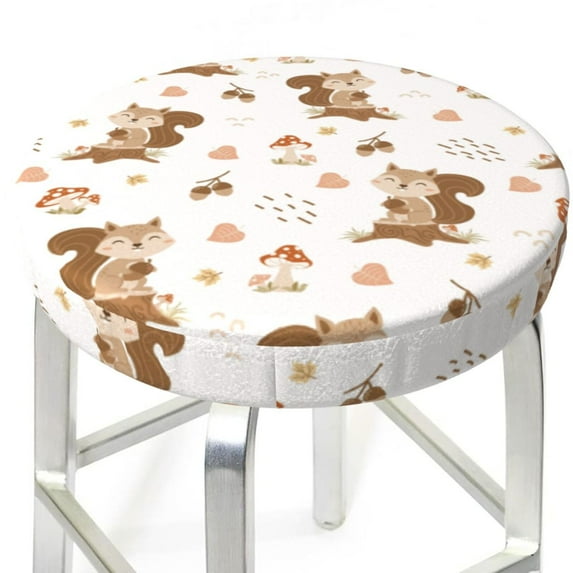 Cartoon Smiling Cute Squirrel Bar Stool Covers - Stretch Round Seat ...