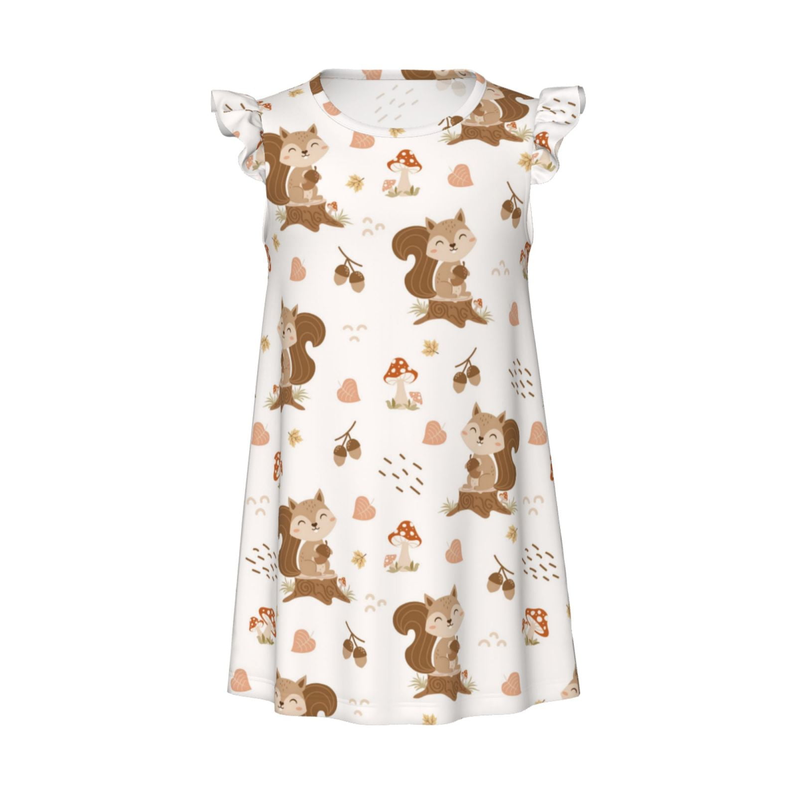 Cartoon Smiling Cute Squirrel Girls Nightgowns, Pajamas for Girls, Soft ...