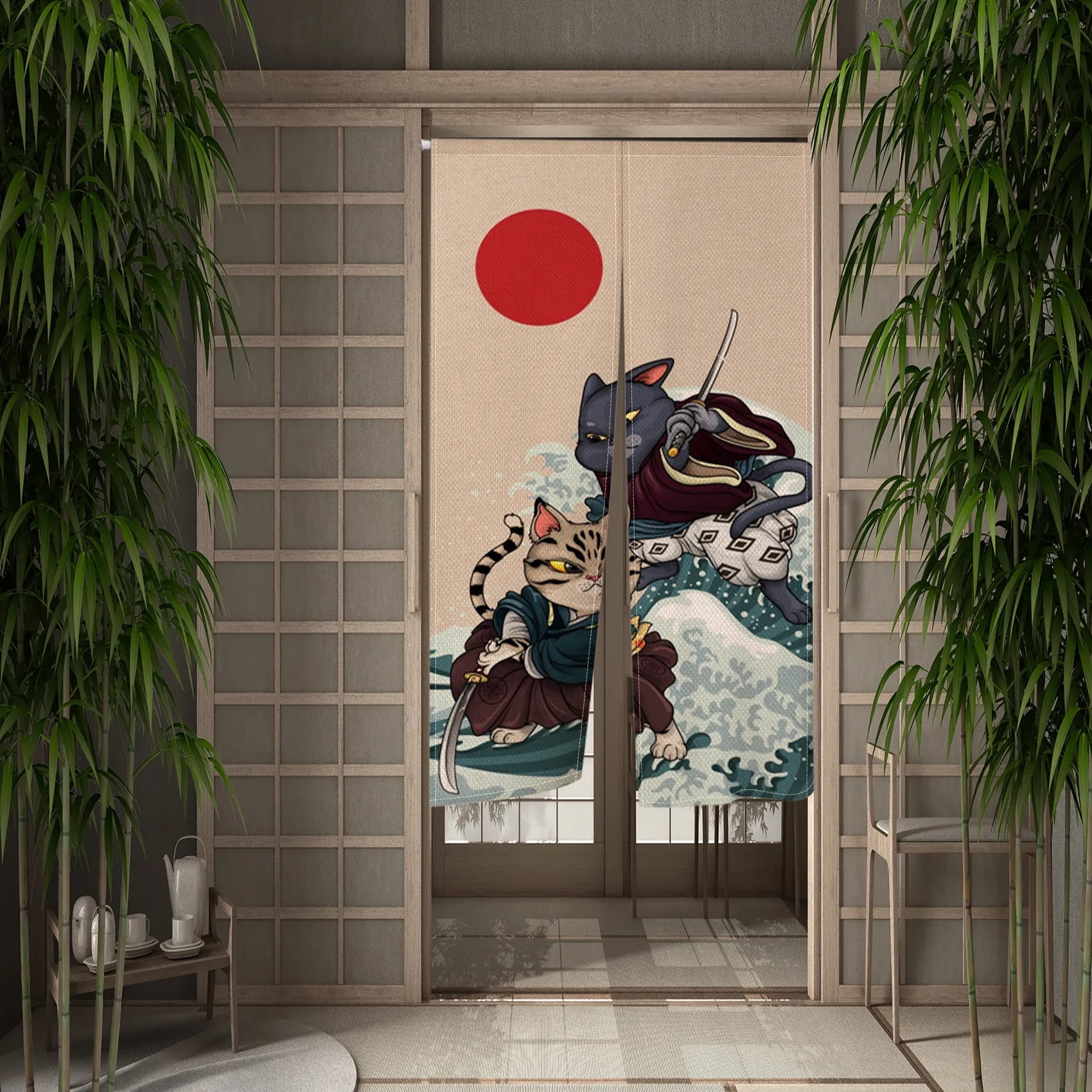 Cartoon Smiling Face Printing Door Curtain Kitchen Entrance Drapes ...