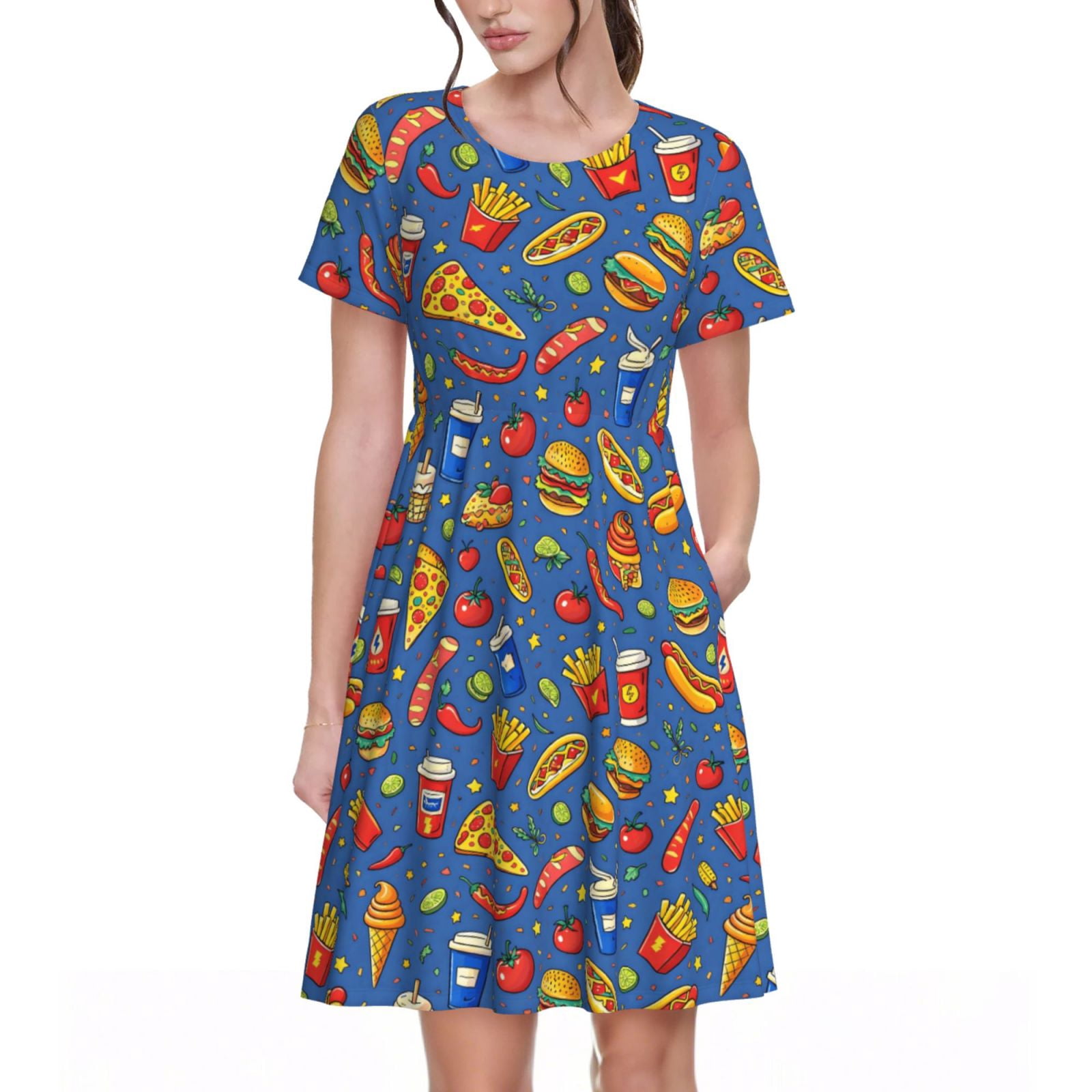 Cartoon Snack Junk Food Lover Gift Dresses Short Sleeve Nightdresses ...