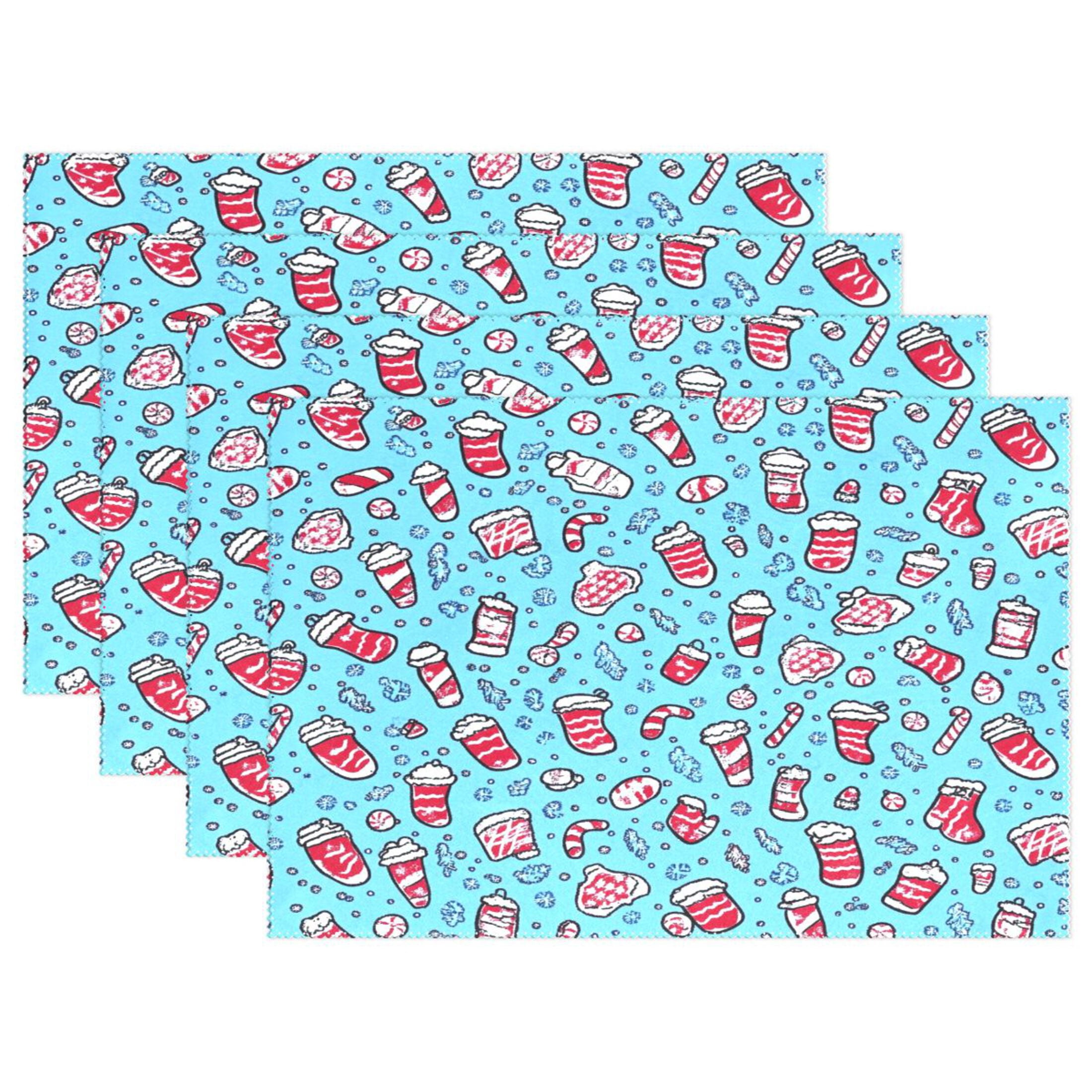 Cartoon Snack Pattern Design 4-Piece 12x18in Heat-Proof Place Mats Set ...