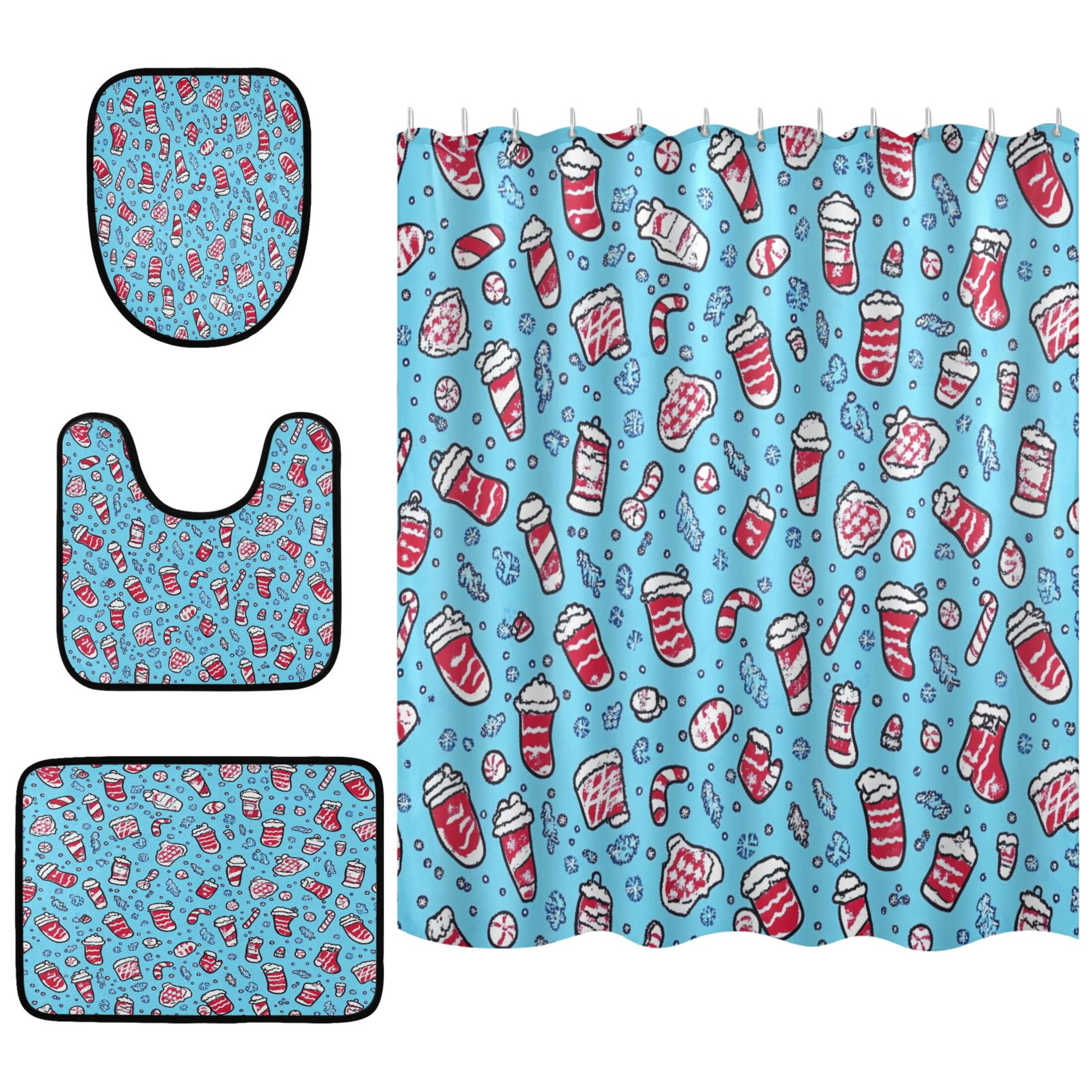 Cartoon Snack Pattern Design Bathroom Accessory Curtain Sets Bath ...
