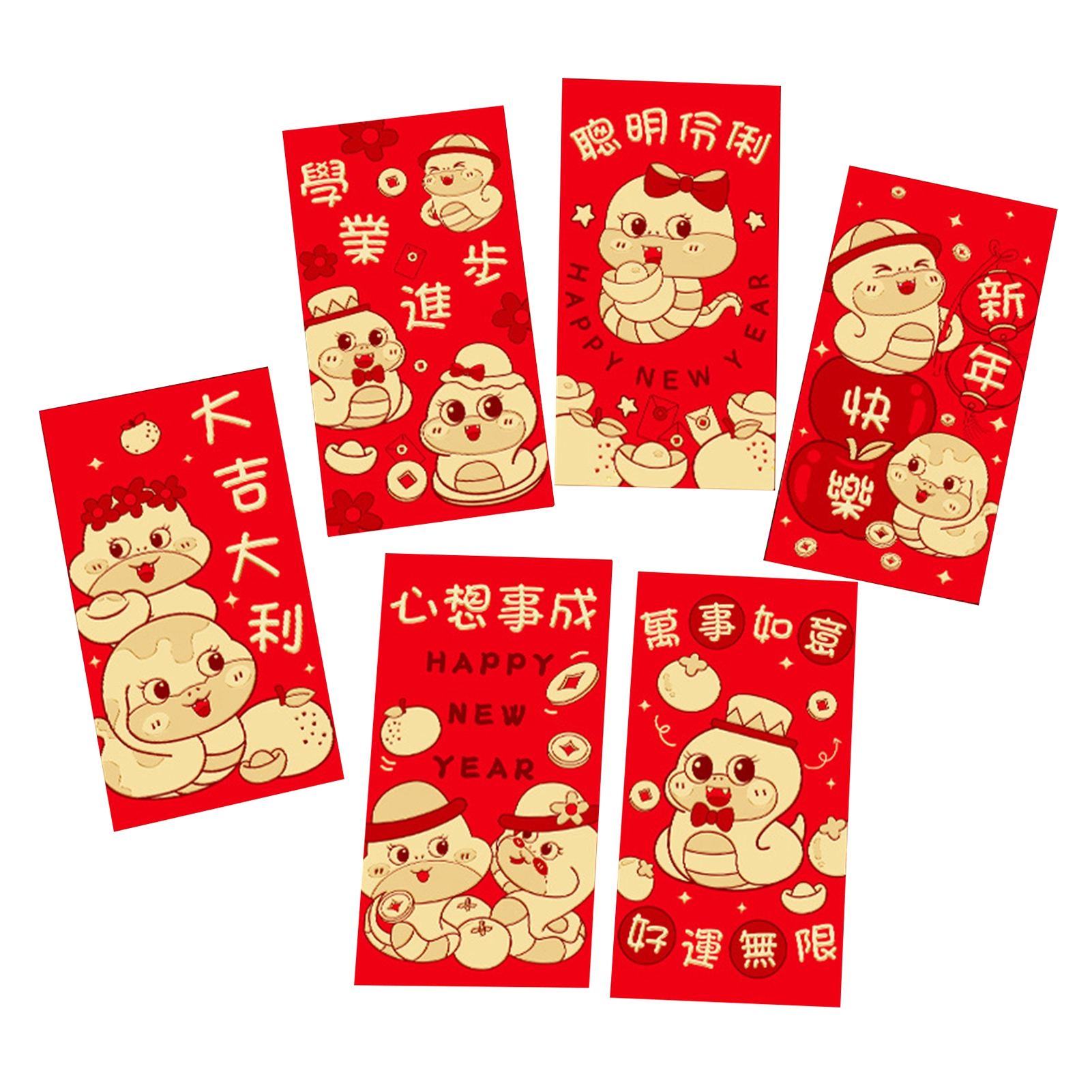 Cartoon Snake Pattern Red Envelopes 6 Pcs Red Envelopes 2025 Chinese ...