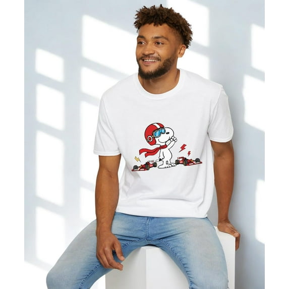 Cartoon Snoopy Racing Tee, Motorsport F1 Fan Apparel, Unisex Cotton T ...