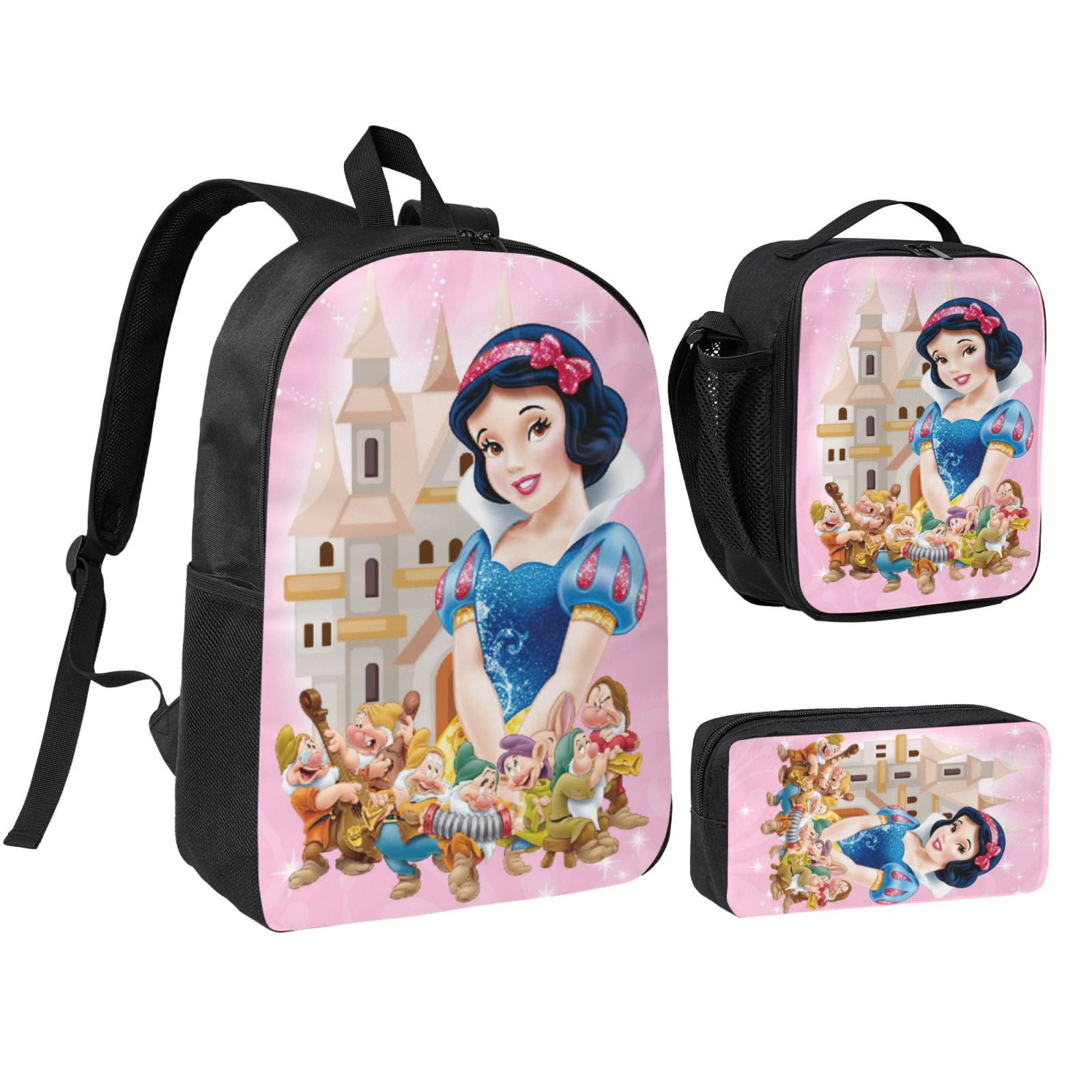 Cartoon Snow Princess Backpack Set 3Pc, Backpack with Lunch Bag & Pen ...