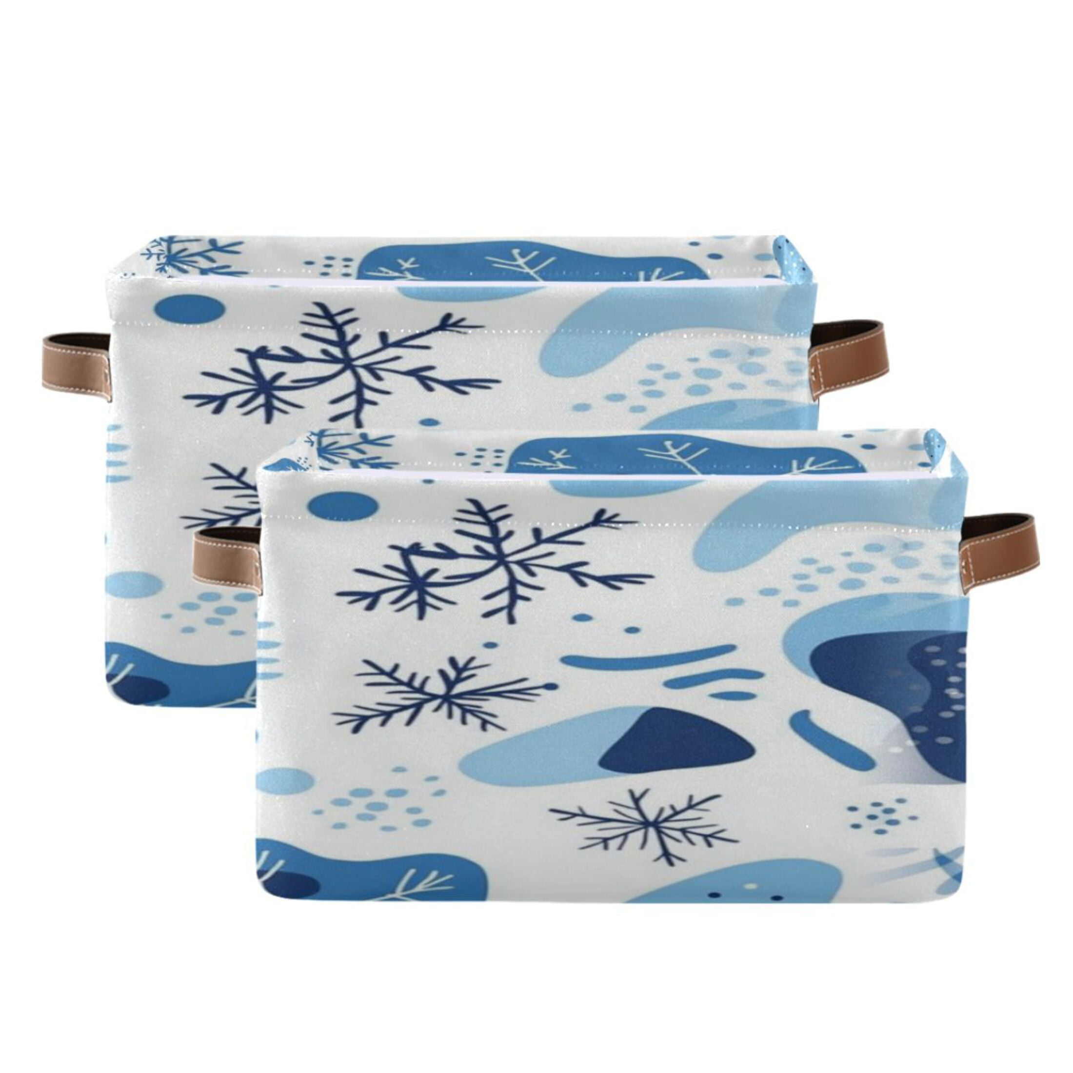 Cartoon Snowflakes and Shapes Foldable Storage Basket,Canvas Fabric ...