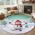Cartoon Snowman 6' Round Rug for Living Room Under Coffee Table, Winter ...