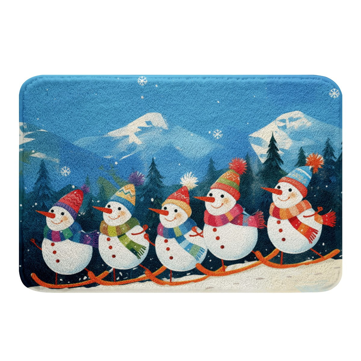 Cartoon Snowman Bath Mat Skiing Bathroom Accessories,Cute Polar Animals ...