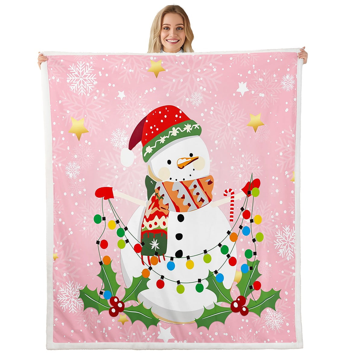 Cartoon Snowman Blanket Kawaii Santa Hat Throw Blanket 50"x60 ...
