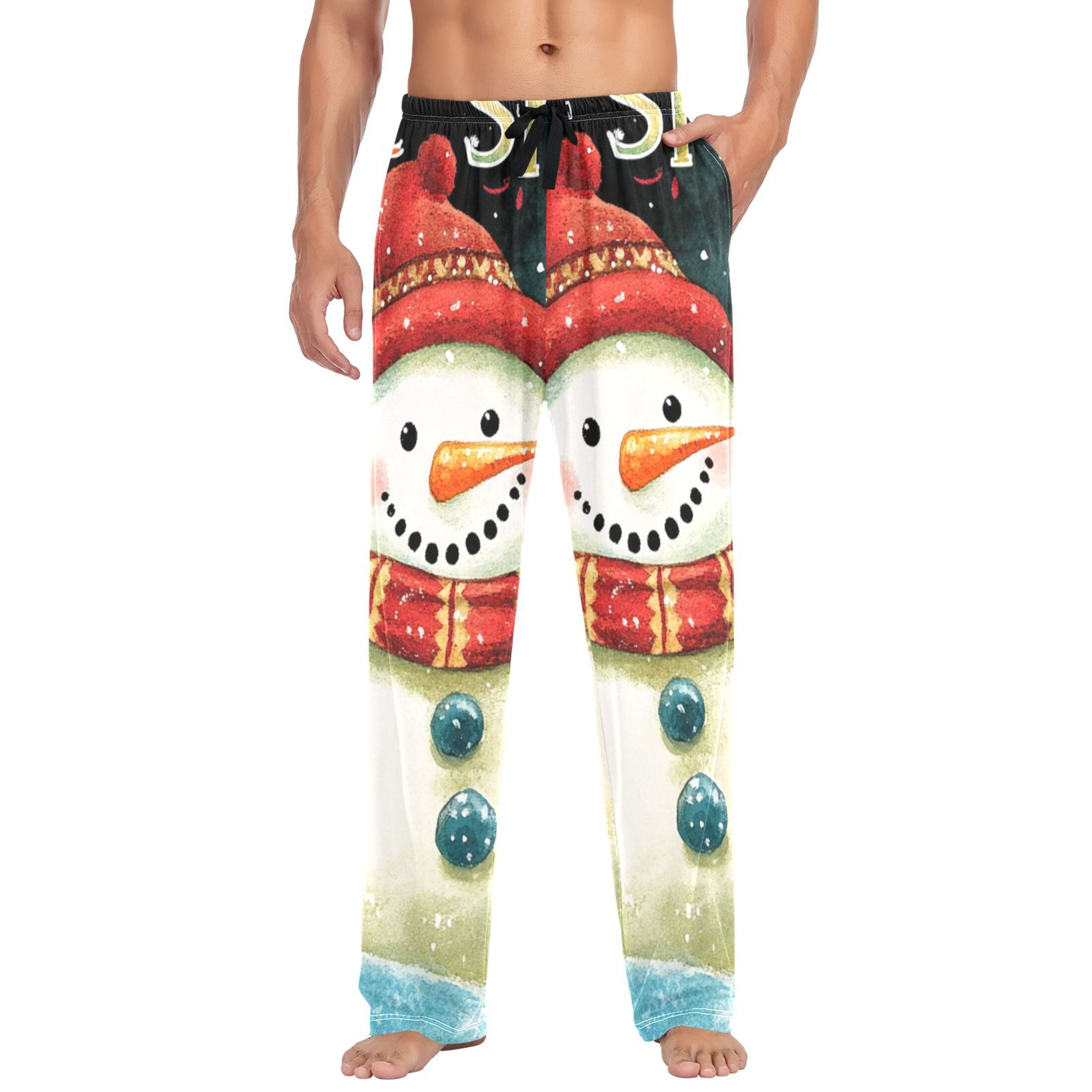Cartoon Snowman Mens Cotton Pajama Pant Sleep and Lounge Bottons with ...