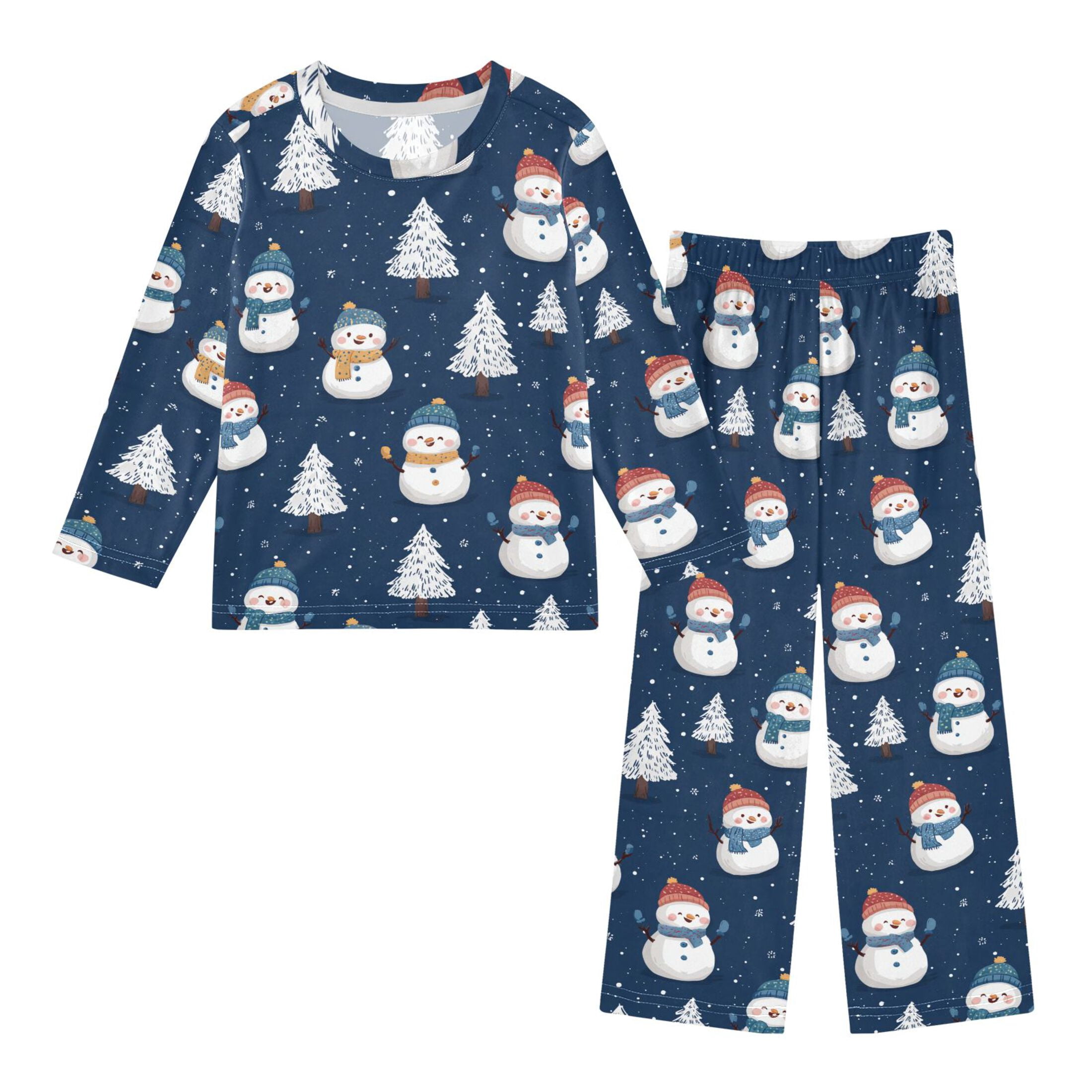 Cartoon Snowmen Cozy Soft Long Sleeves Top and Pants 2 Piece Cool Pjs ...