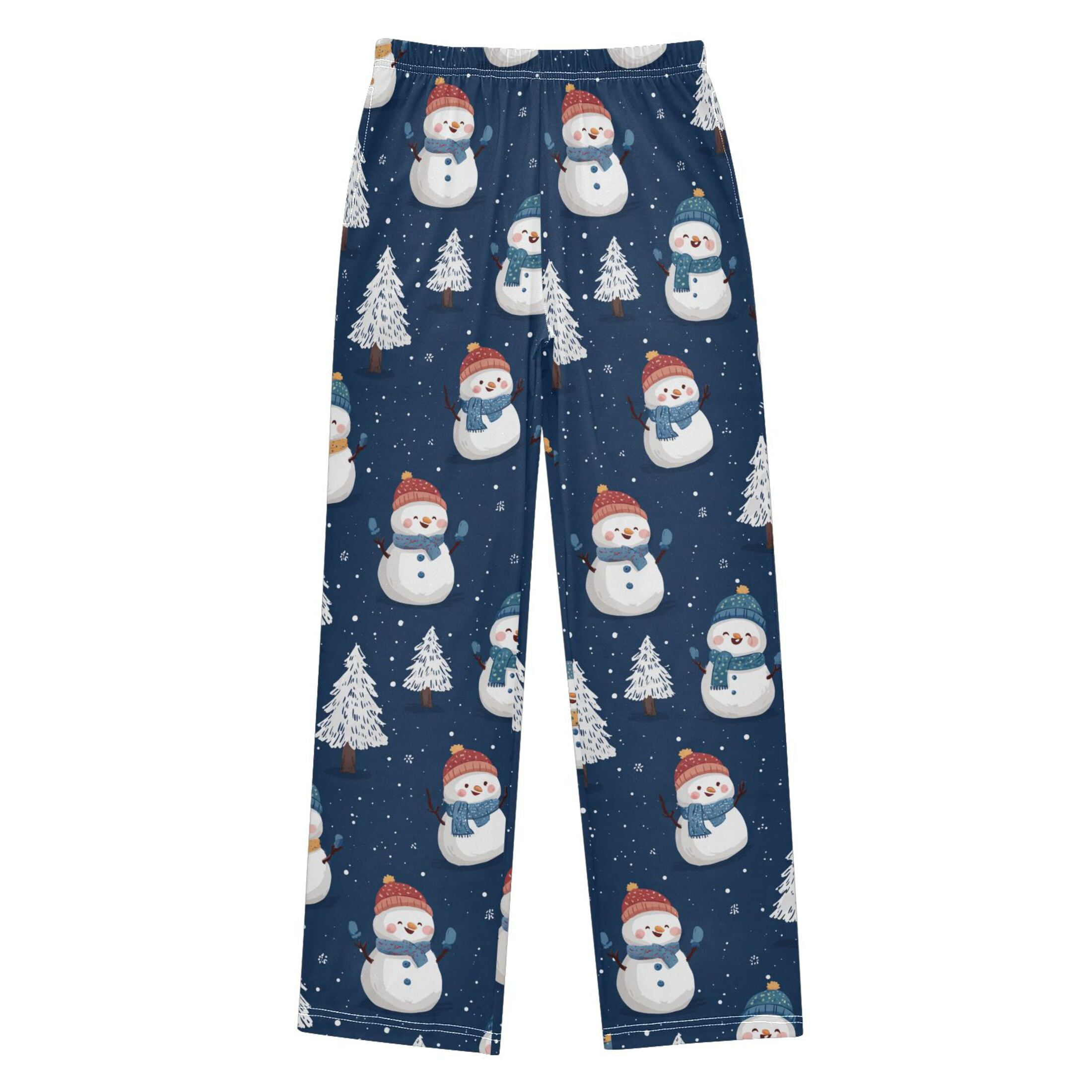 Cartoon Snowmen Pajama Pants Soft and Lightweight Elastic Waistband ...