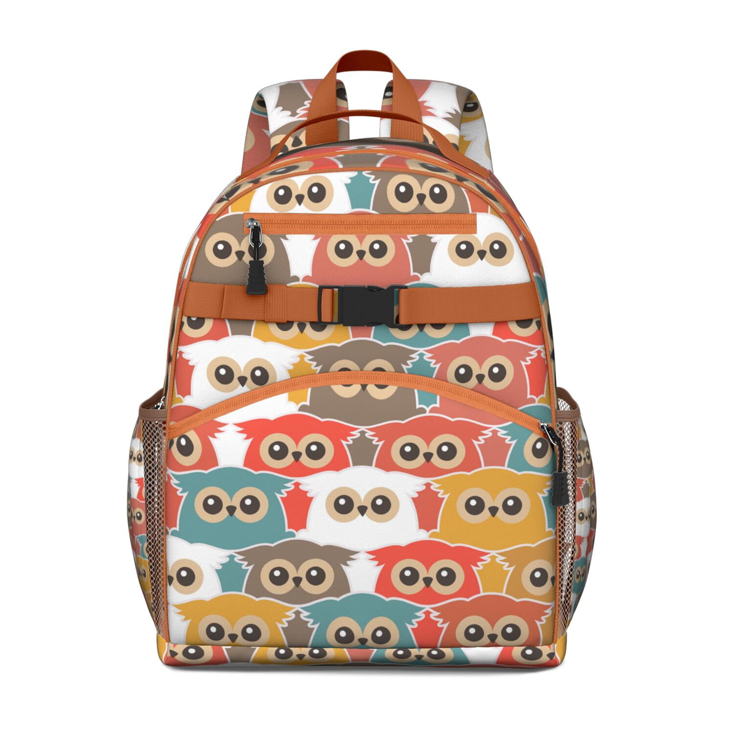Cartoon Snowy Owl School Backpack with Big Eyes Owl Pattern and Cute ...
