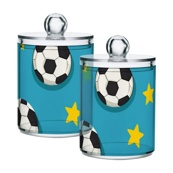 Cartoon Soccers Balls Stars Translucent Plastic Cans Storage Canisters ...