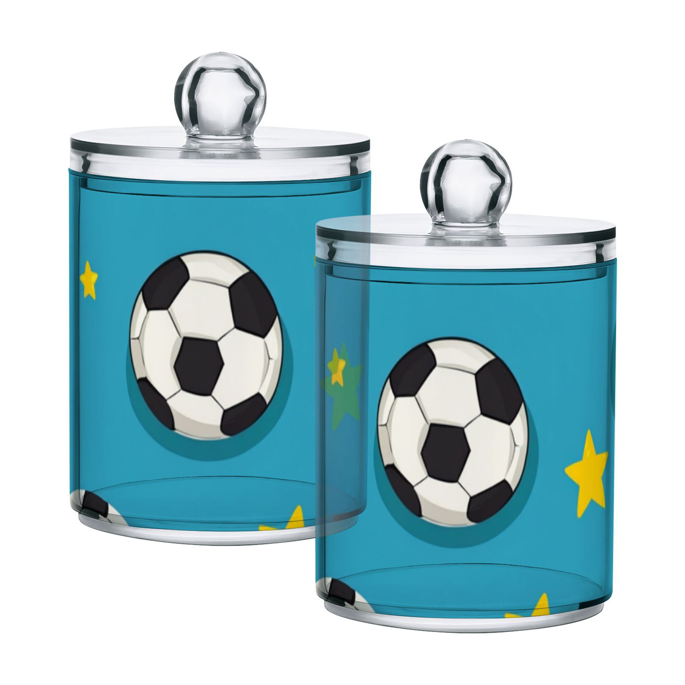 Cartoon Soccers Balls Stars Translucent Plastic Cans Storage Canisters ...