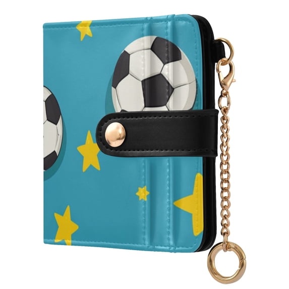 Cartoon Soccers Balls Stars Women's Wallet PU Leather Card Cases RFID ...