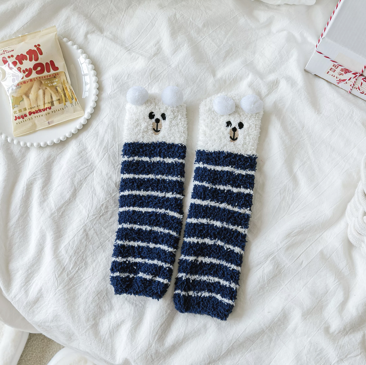 Dewadbow Women Cat Claws Socks Warm Sleep Floor Socks Plush Fleece ...