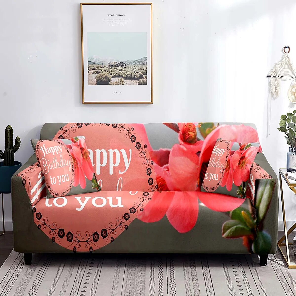 Cartoon Sofa Cover Cake Print Elastic Couch Cover Washable stretch ...