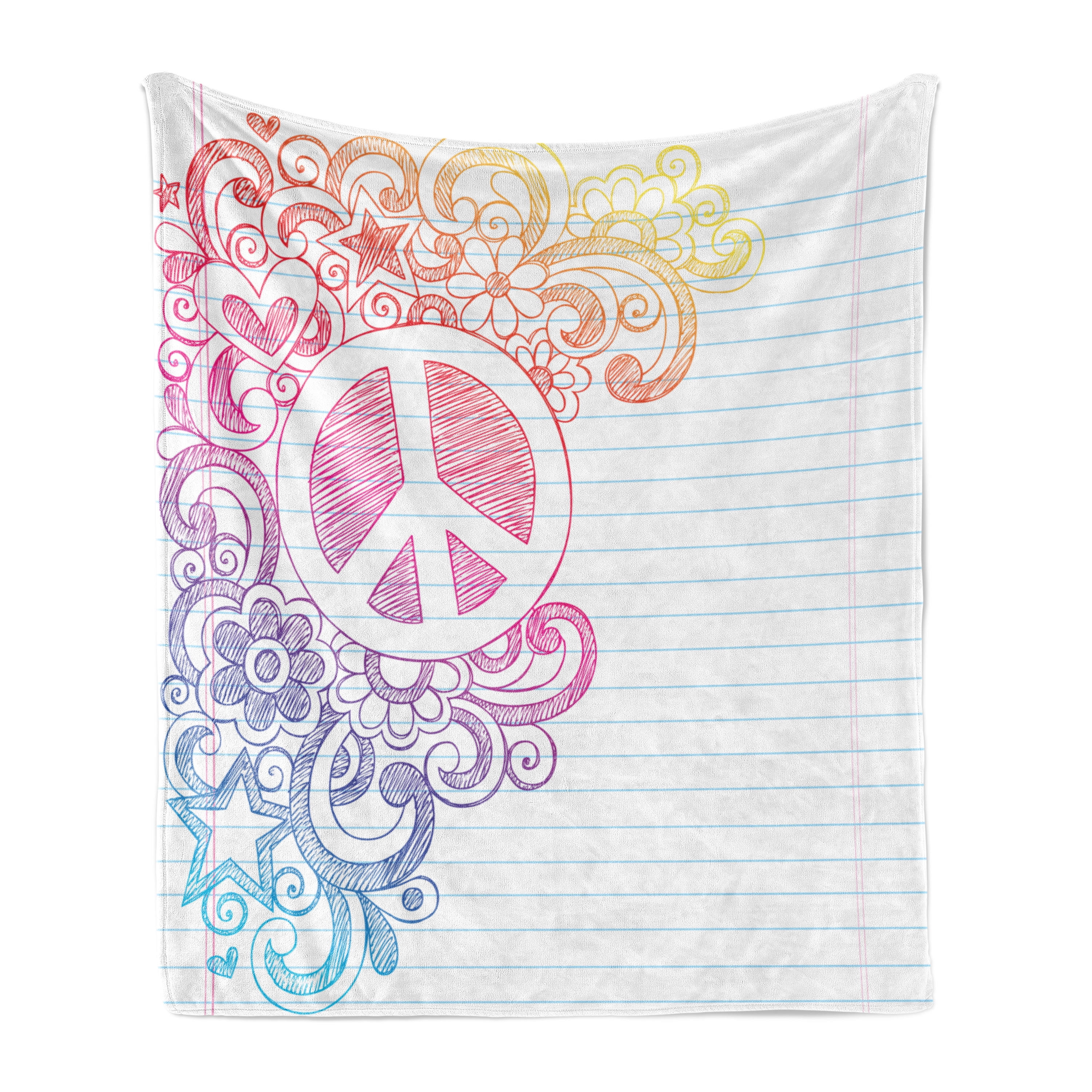 Cartoon Soft Flannel Fleece Blanket, Hippie Pastel Peace Sign ...