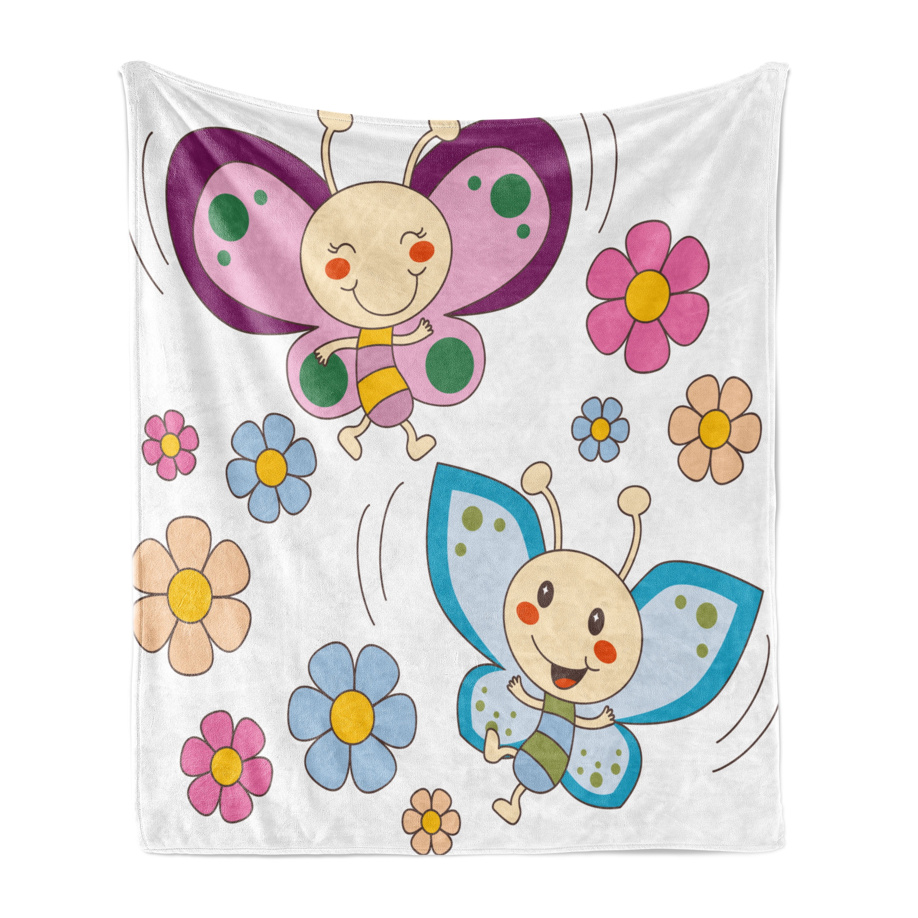 Cartoon Soft Flannel Fleece Blanket, Lilac and Blue Baby Kid ...