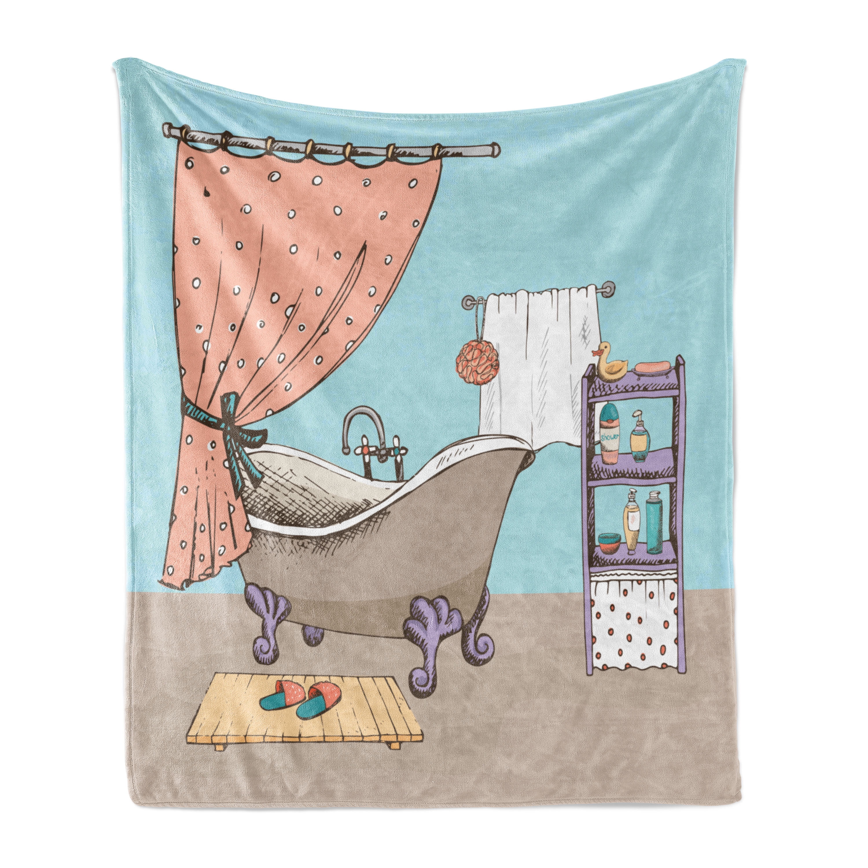 Cartoon Soft Flannel Fleece Blanket, Cartoon Style Bathroom Design ...