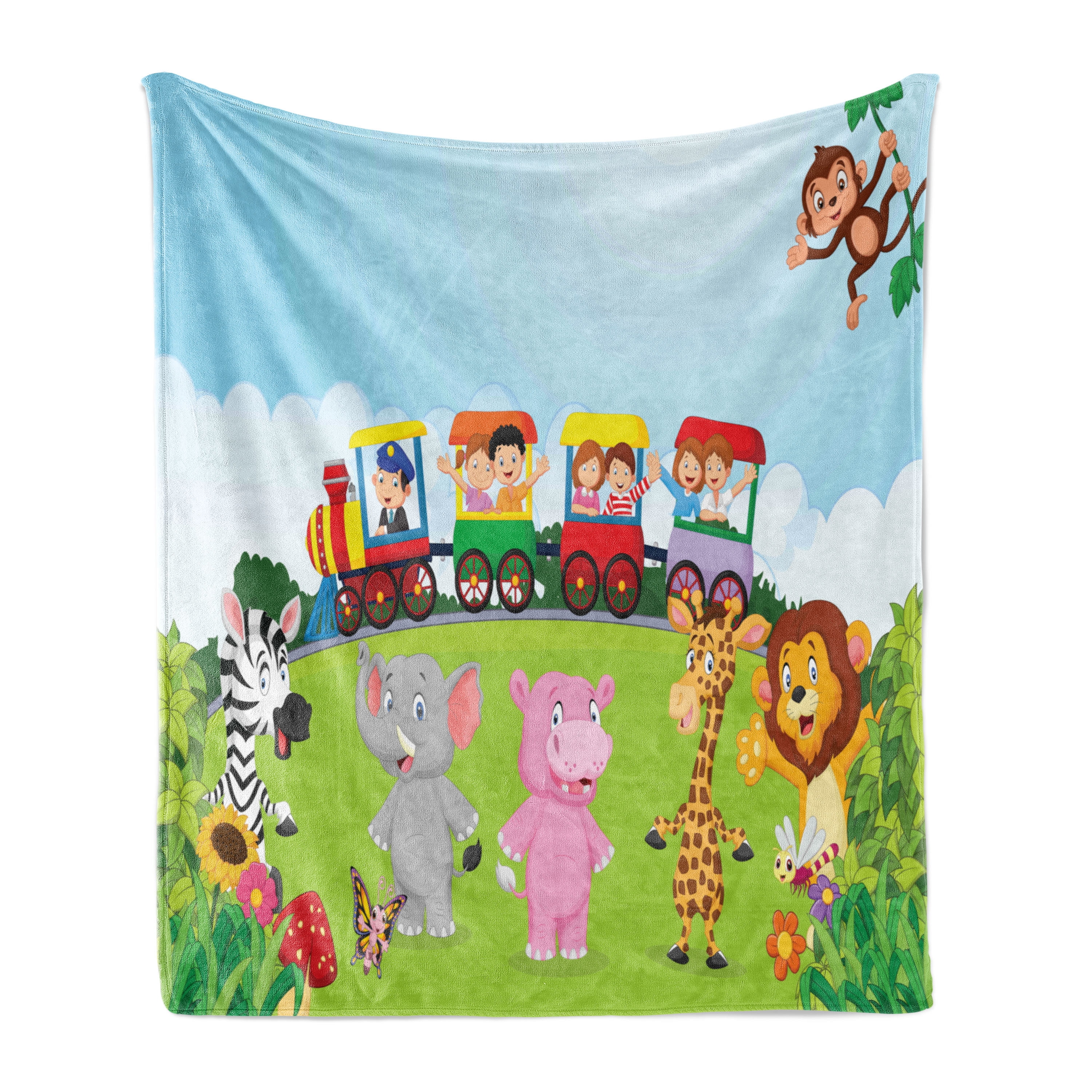 Cartoon Soft Flannel Fleece Throw Blanket, Kids Nursery Design Happy ...