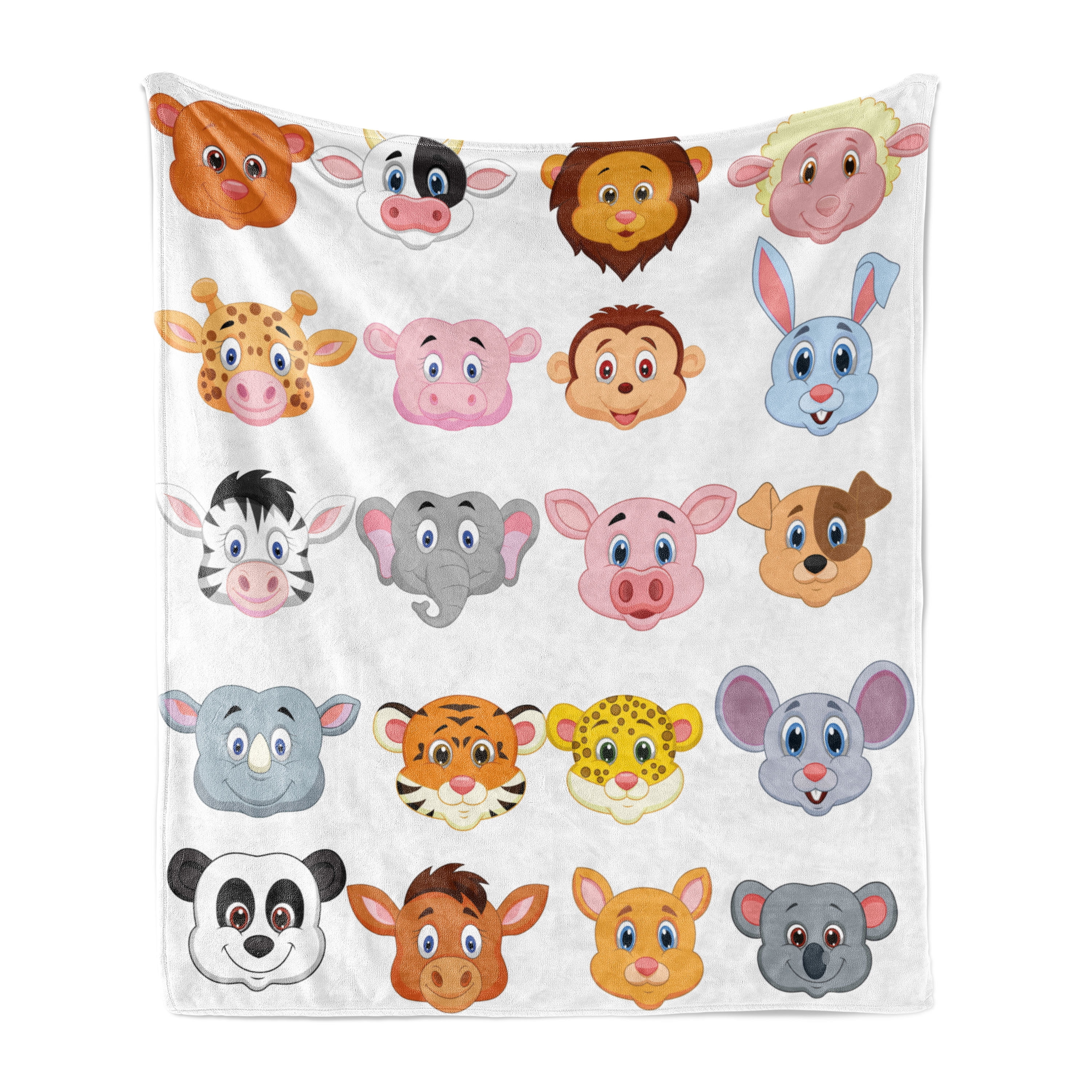 Cartoon Soft Flannel Fleece Throw Blanket, Kids Themed Baby Animals ...