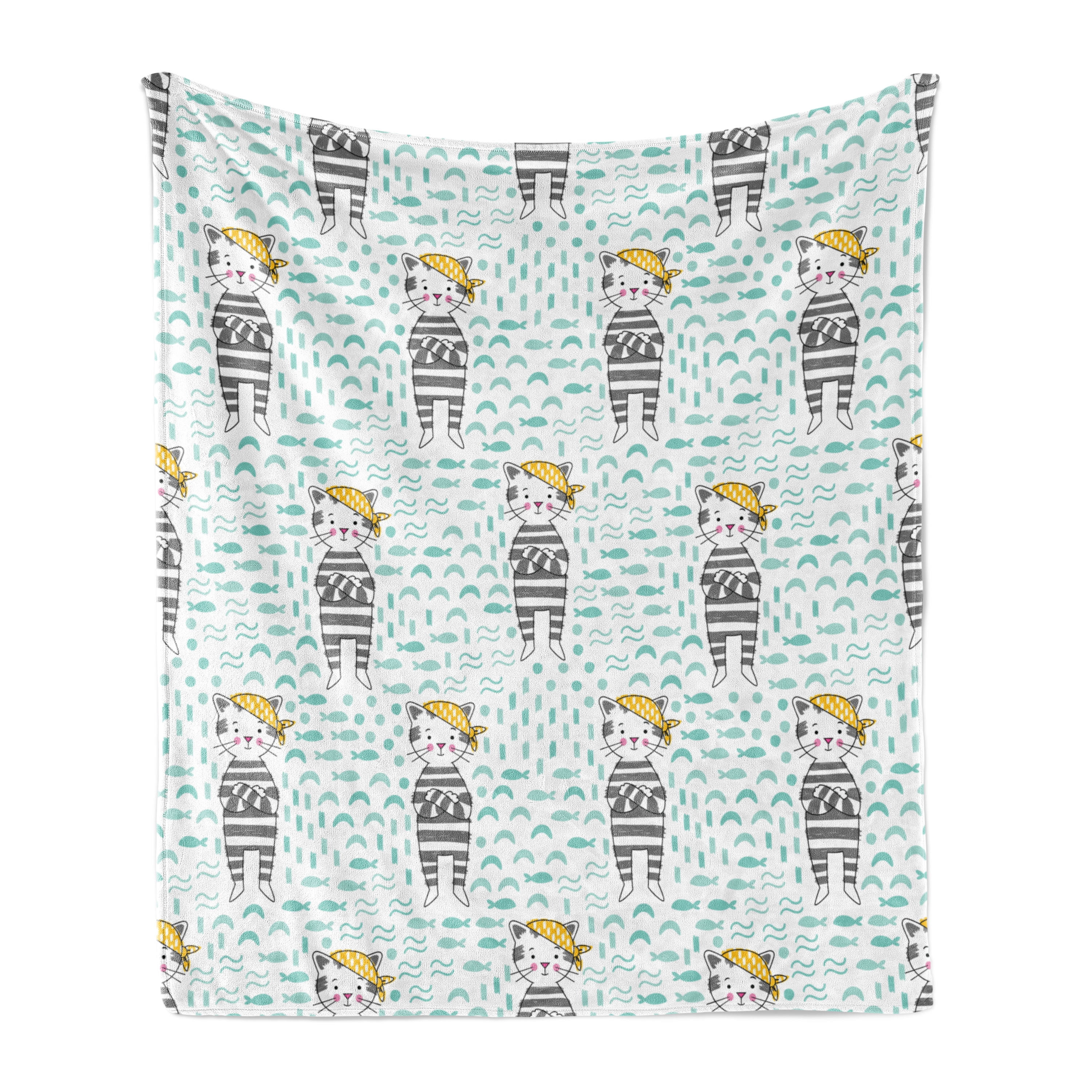 Cartoon Soft Flannel Fleece Throw Blanket, Kittens with Bandana on ...