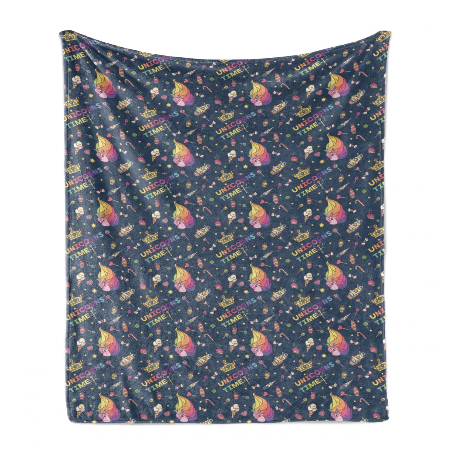 Cartoon Soft Flannel Fleece Throw Blanket, Minimal Items Unicorns Time ...