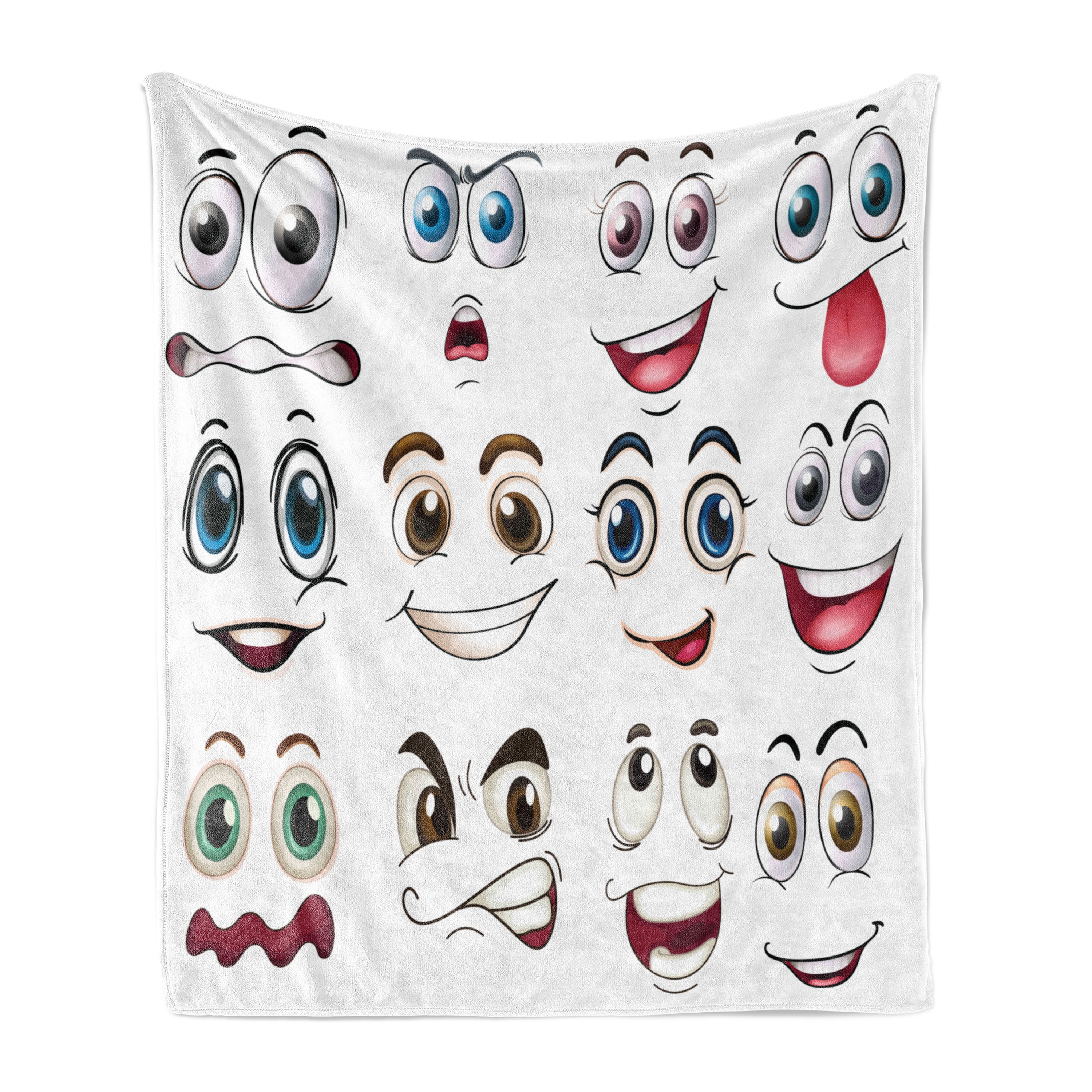 Cartoon Soft Flannel Fleece Throw Blanket, Smiling Face and Cartoon ...