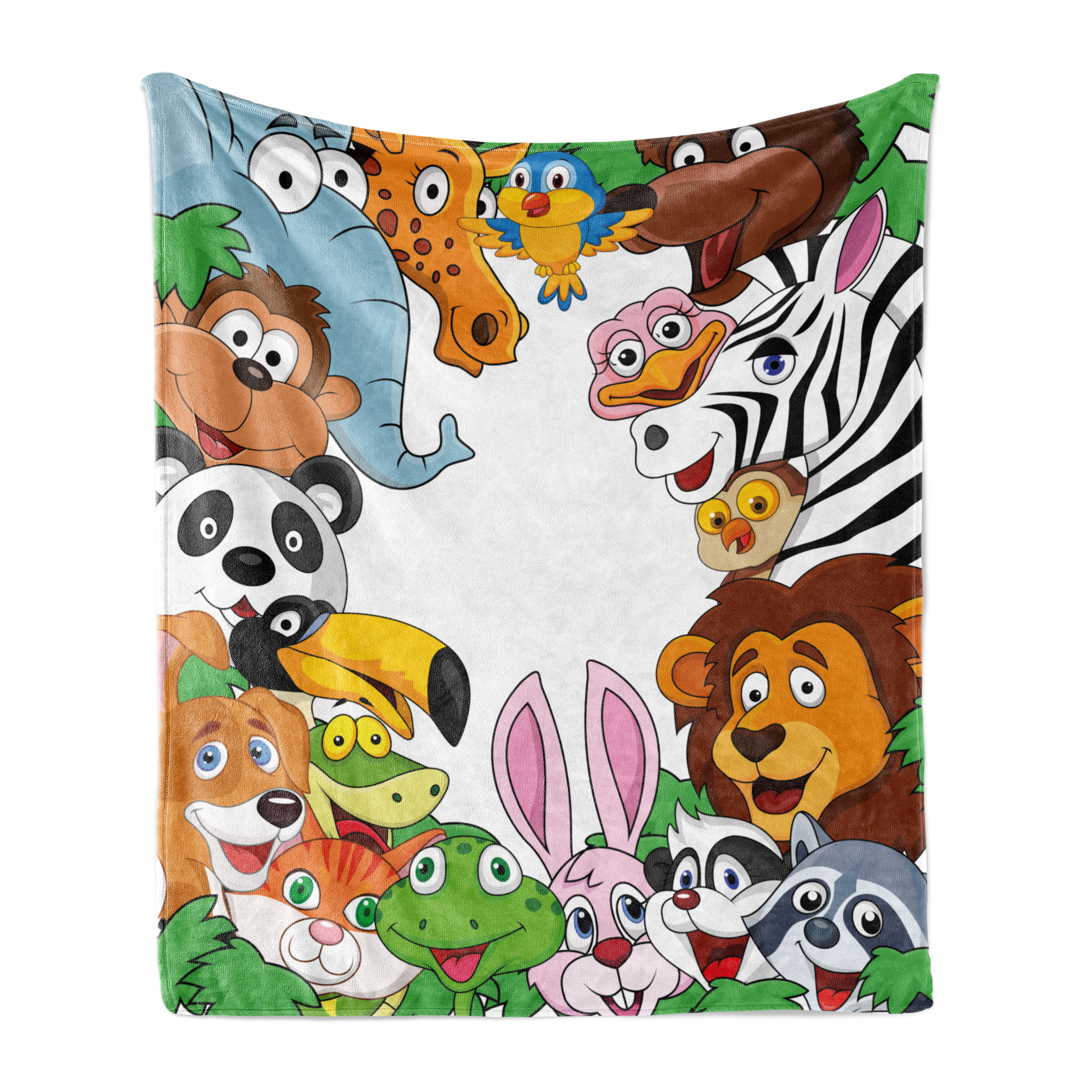 Cartoon Soft Flannel Fleece Throw Blanket, Wild Jungle Animals Tropical ...