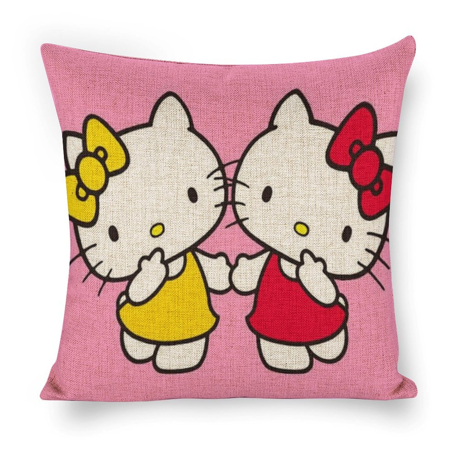 Set of 2 Cartoon Soft Pillow Cover Take A Walk Decorative Square Hello Kitty Throw Pillow Case ...