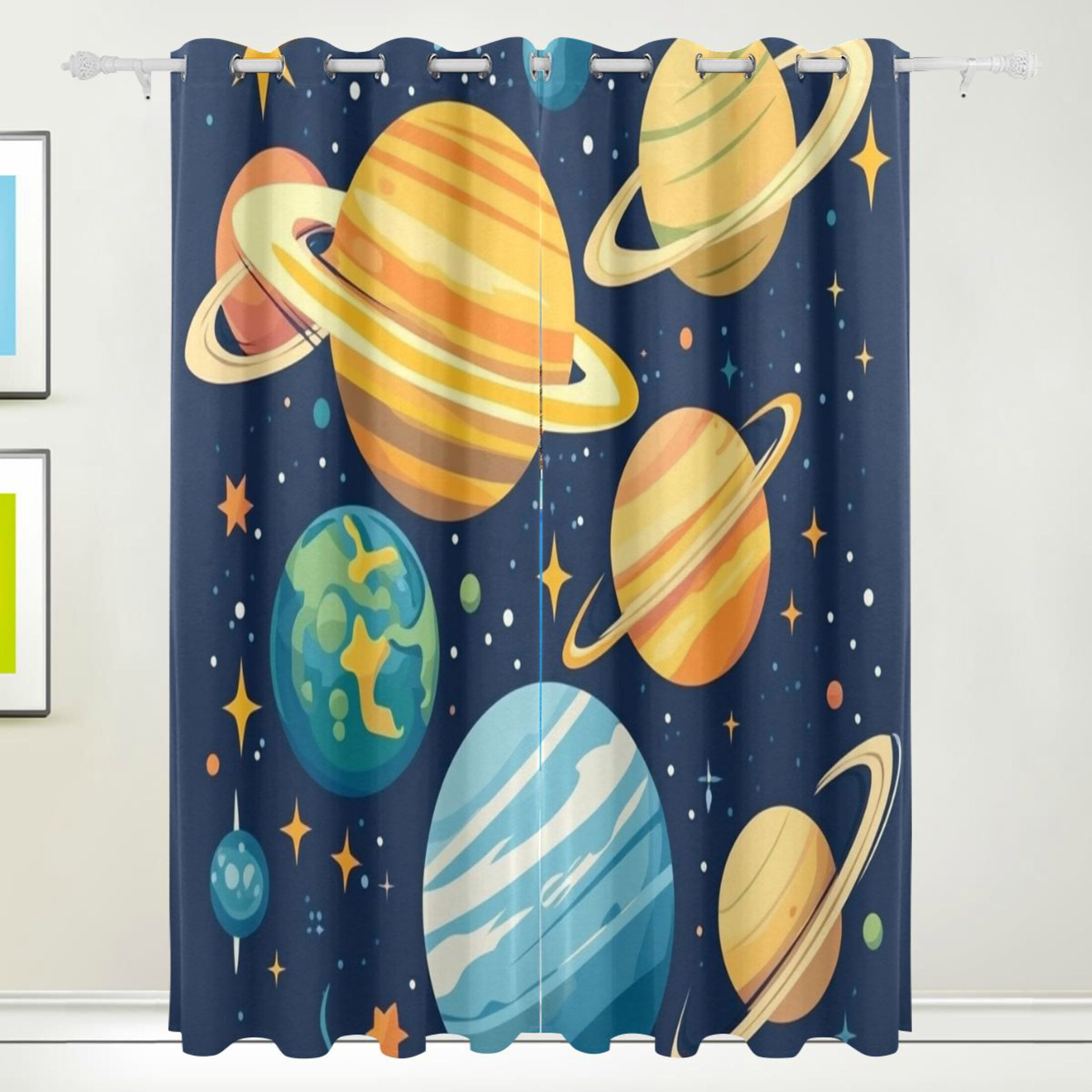 Cartoon Solar System Planet Blackout Curtains for Living Room Bedroom ...