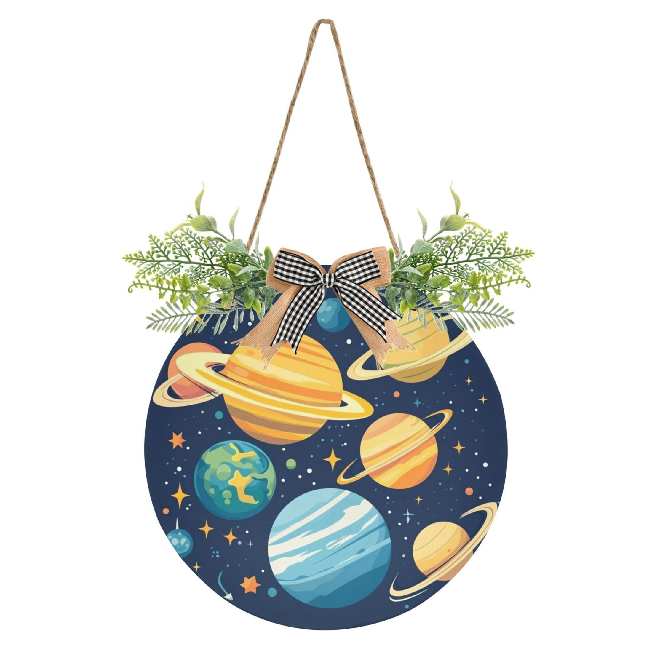 Cartoon Solar System Planet Front Door Porch Decoration Hanging Sign ...