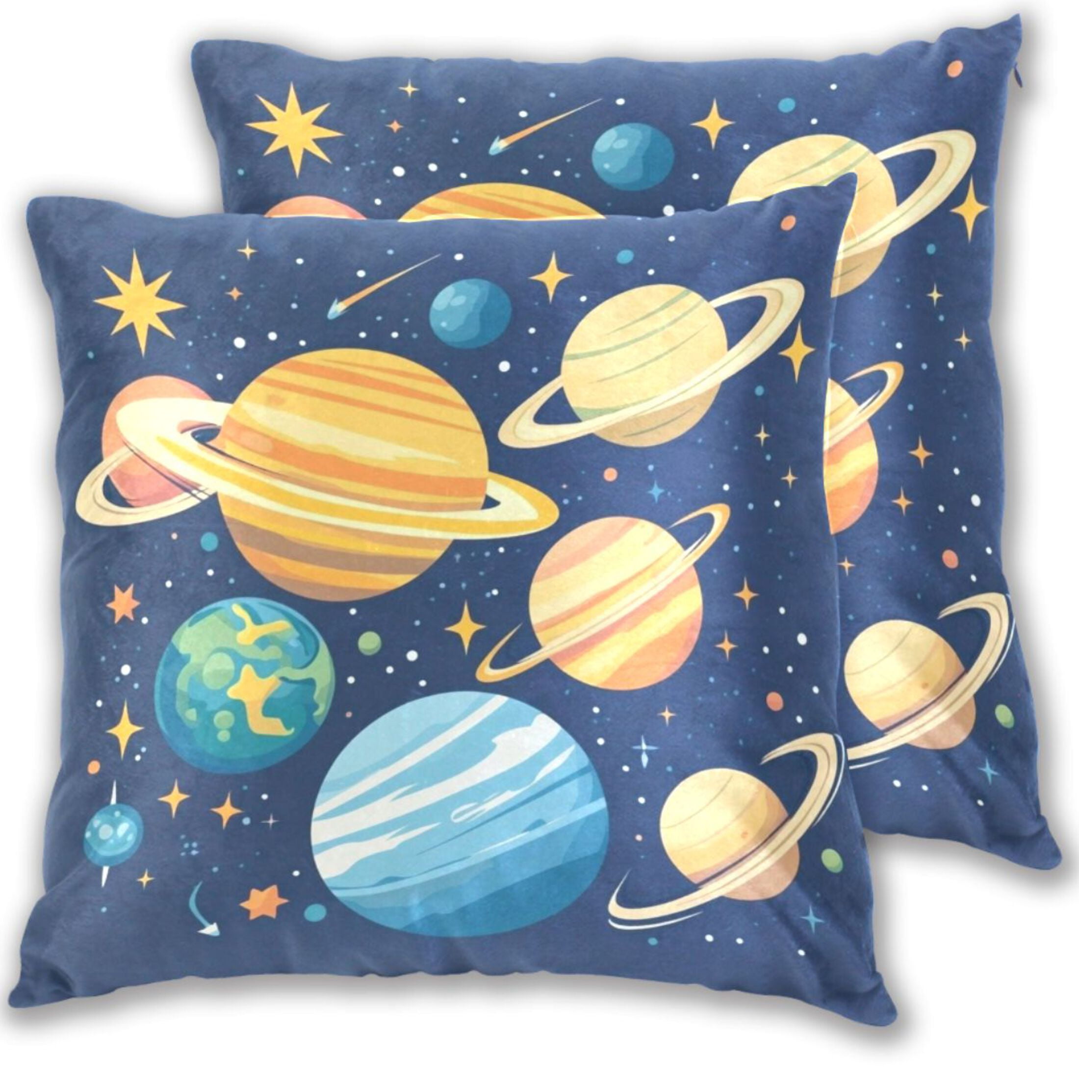 Cartoon Solar System Planet Throw Pillow Covers 20x20 Inch 2 Packs ...