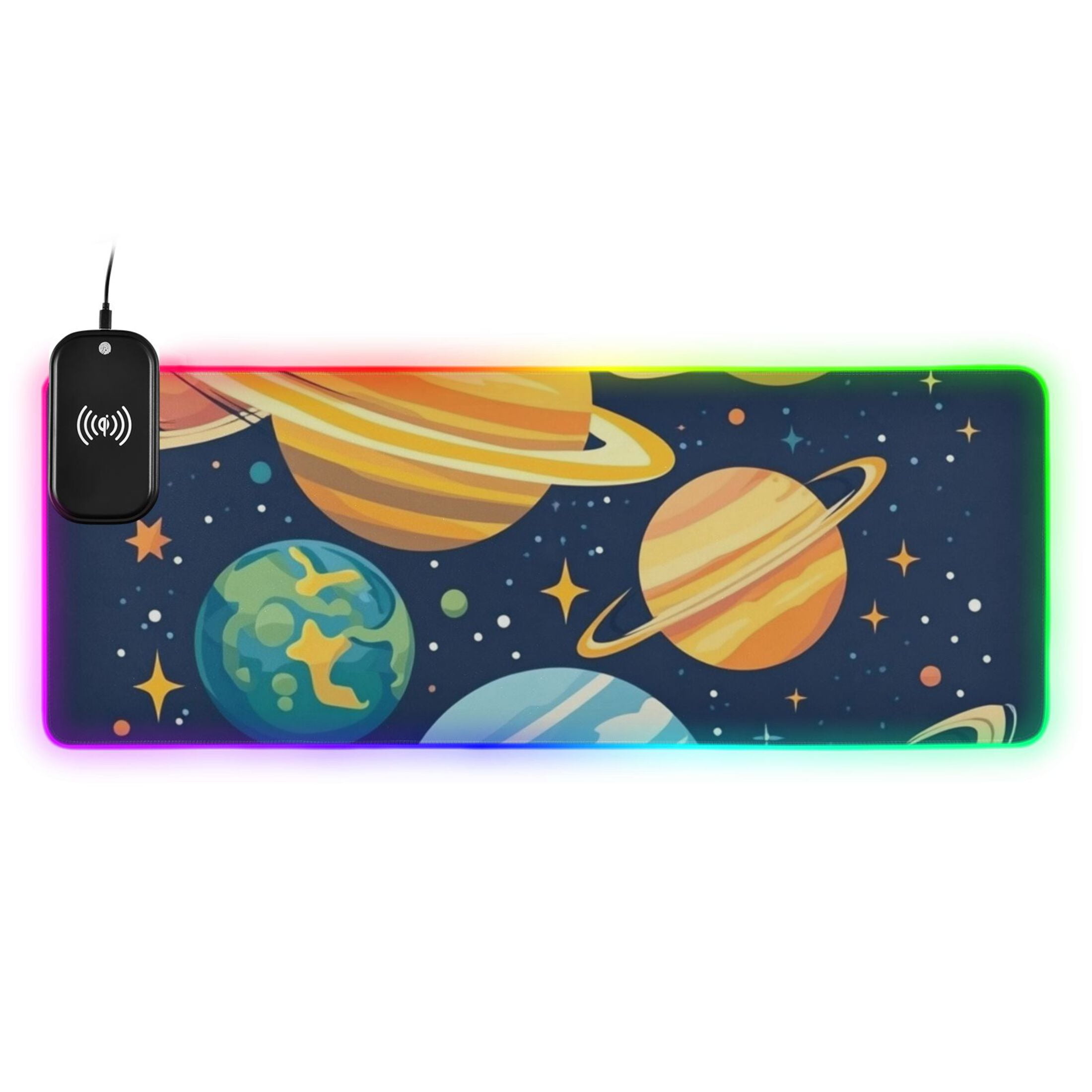 Cartoon Solar System Planet Wireless Charging RGB Gaming Mouse Pad ...