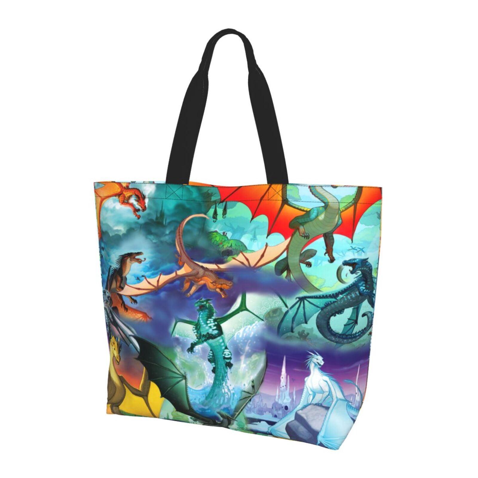 Cartoon Wings Dragon Fire Totes Bag Shopping Shoulder Bags For Women ...