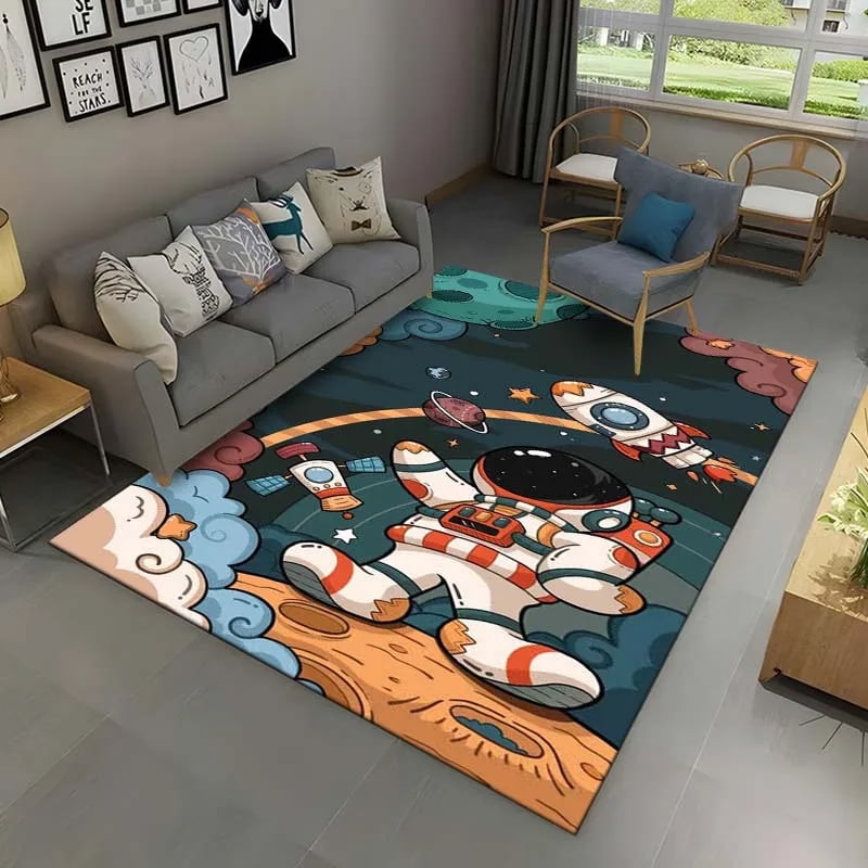 Cartoon Space Astronaut Carpet Planet Spaceman Travel in Space Print ...