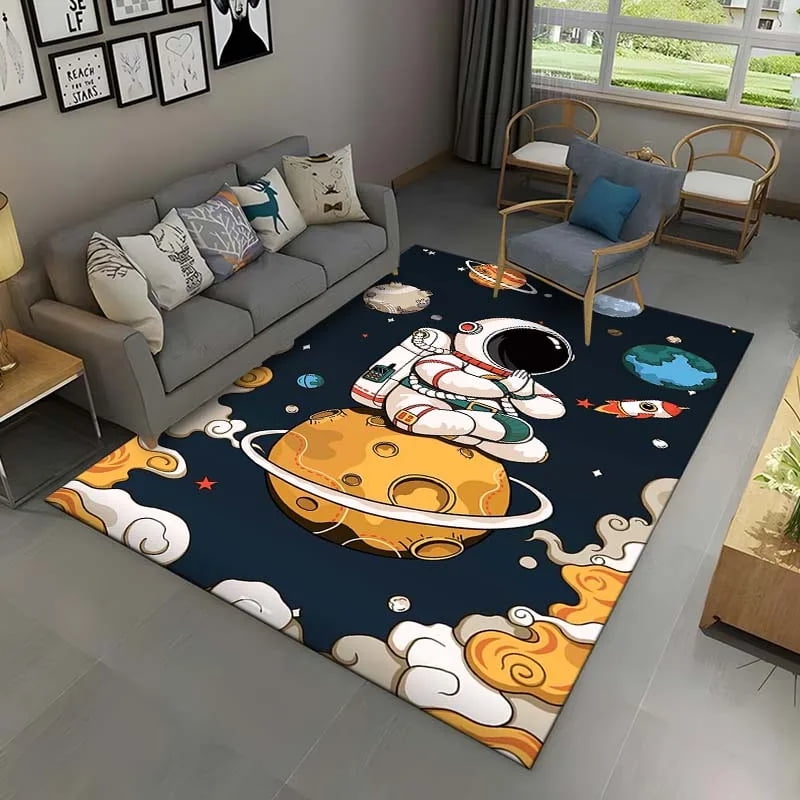 Cartoon Space Astronaut Carpet Planet Spaceman Travel in Space Print ...