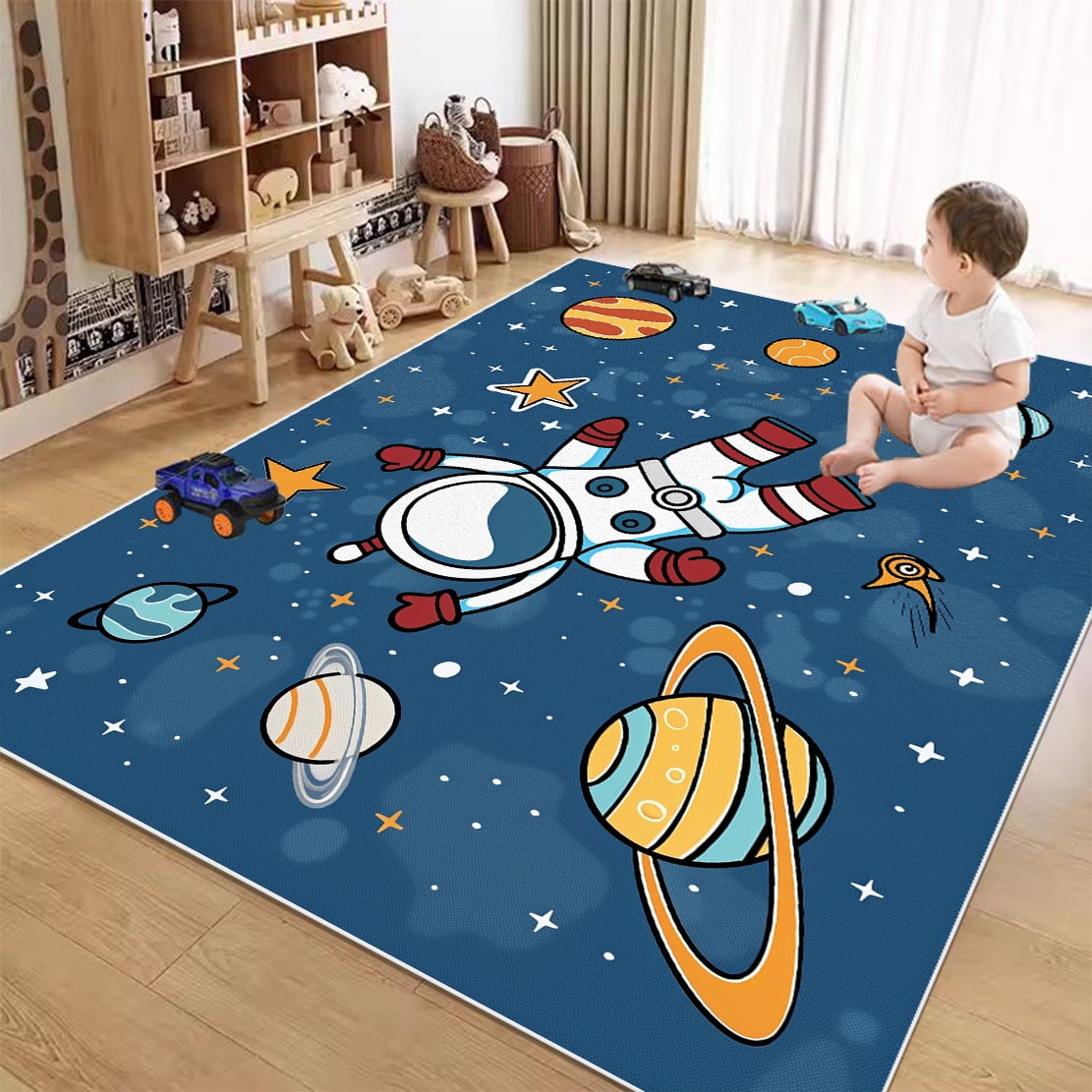 Cartoon Space Astronaut Carpets for Living Room Children Room Crawl ...