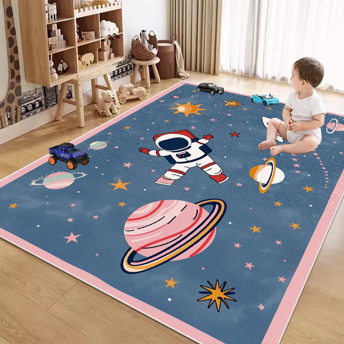 Cartoon Space Astronaut Carpets for Living Room Children Room Crawl ...